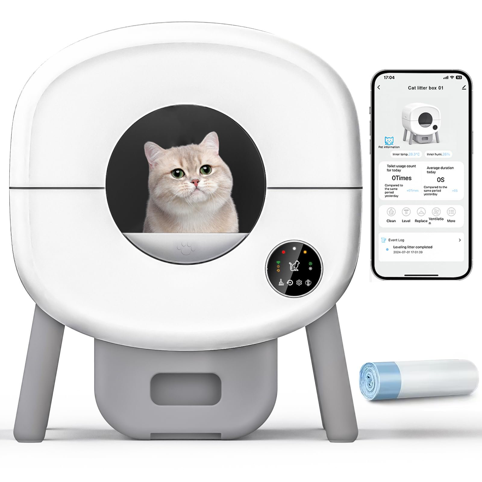 Tucker Murphy Pet™ Self-Cleaning Electric Cat Litter Box - 76L/13L ...