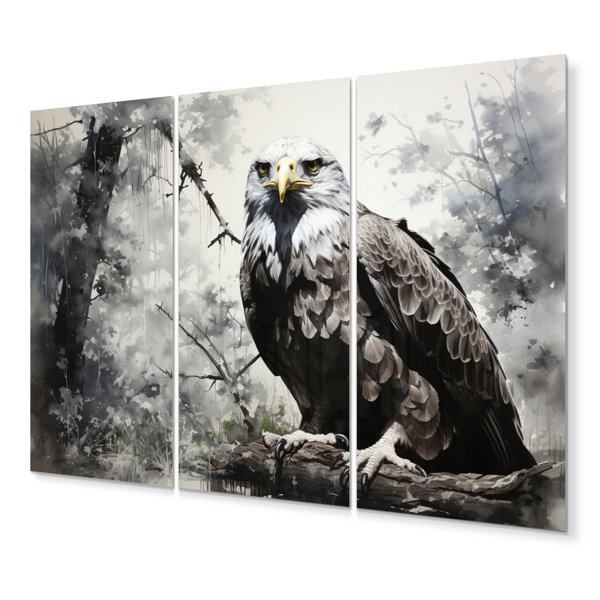 DesignArt Grey Eagle Shadows Of Serenity - Animals Metal Wall Decor Set ...