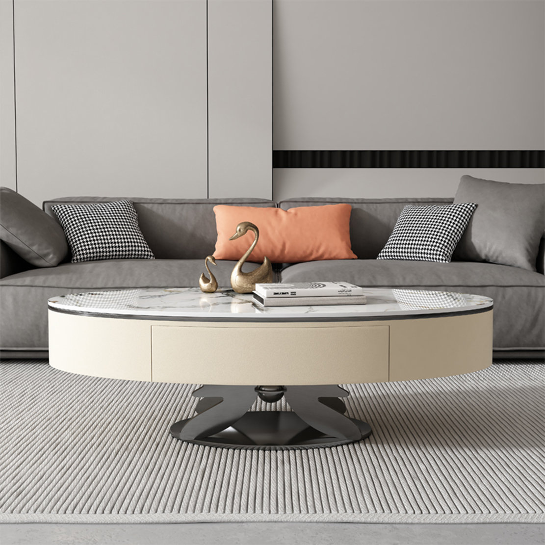 Trentastic Trails Light luxury creative oval rock panel coffee table ...