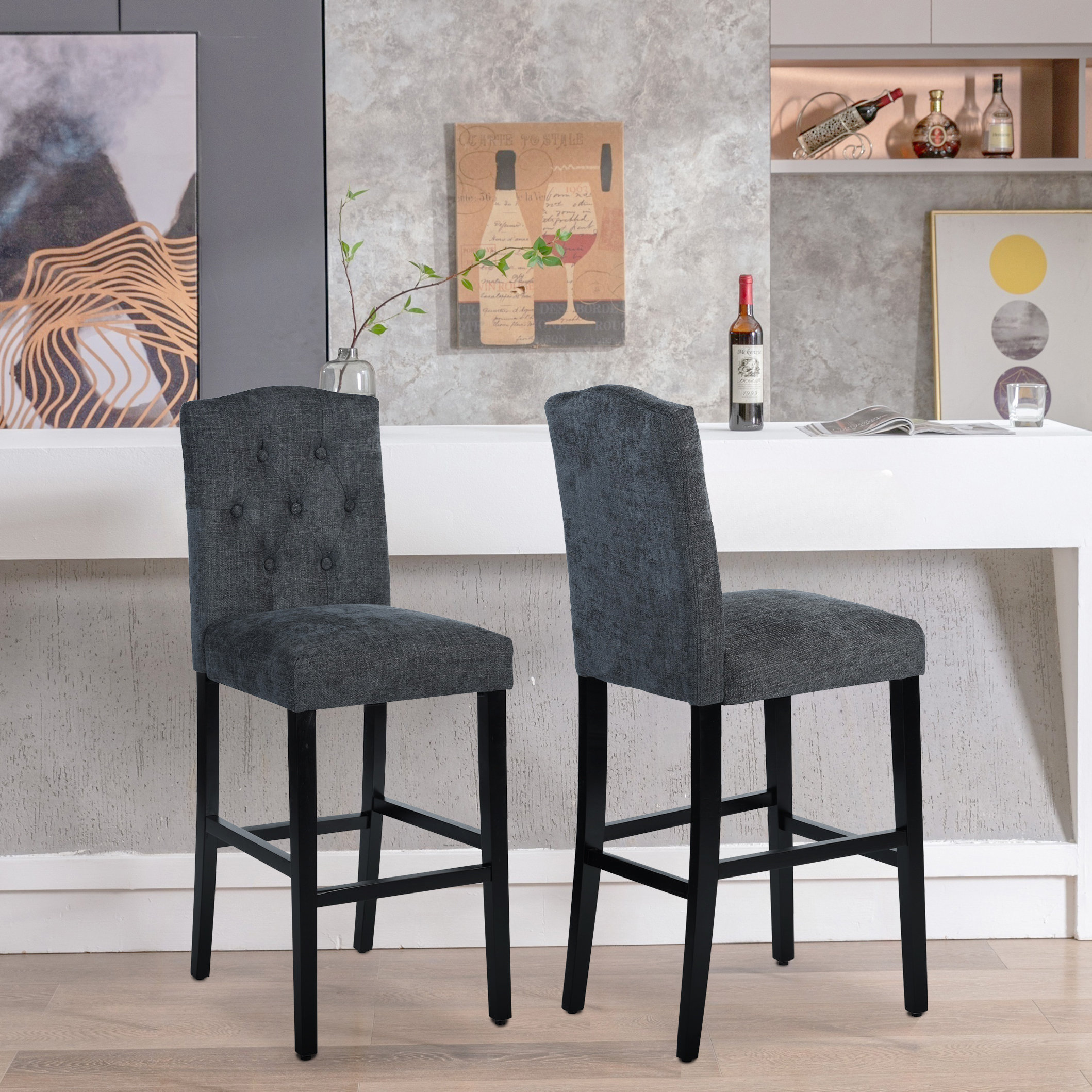 Winston Porter Emric Tufted Linen Upholstered Parsons Chair | Wayfair