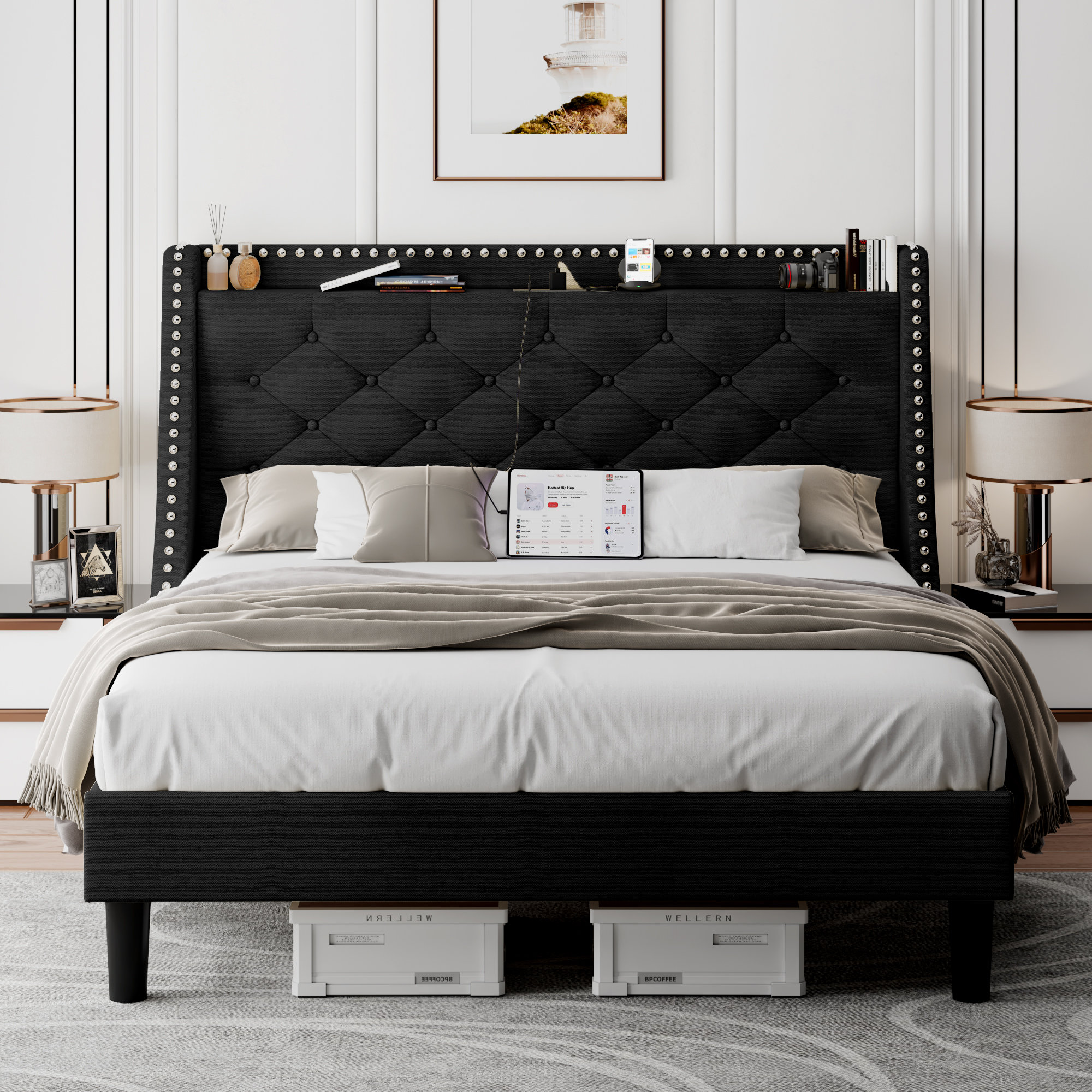 Halence Upholstered Metal Panel Bed | Wayfair