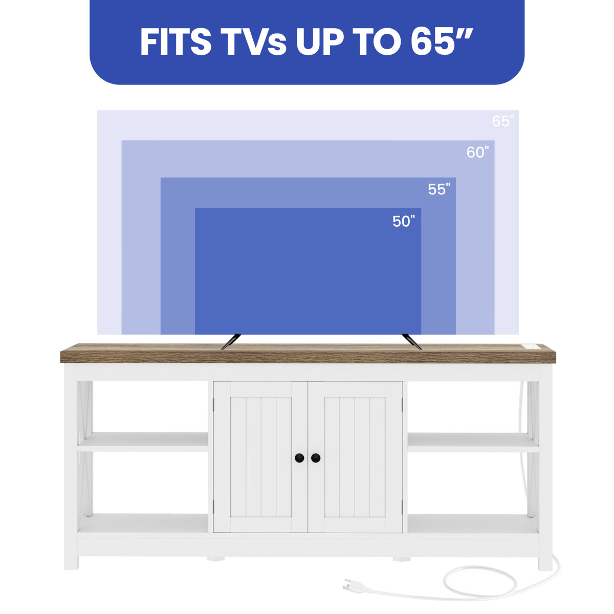 Gracie Oaks Ernesha 59'' Farmhouse Media Console Media Center with ...