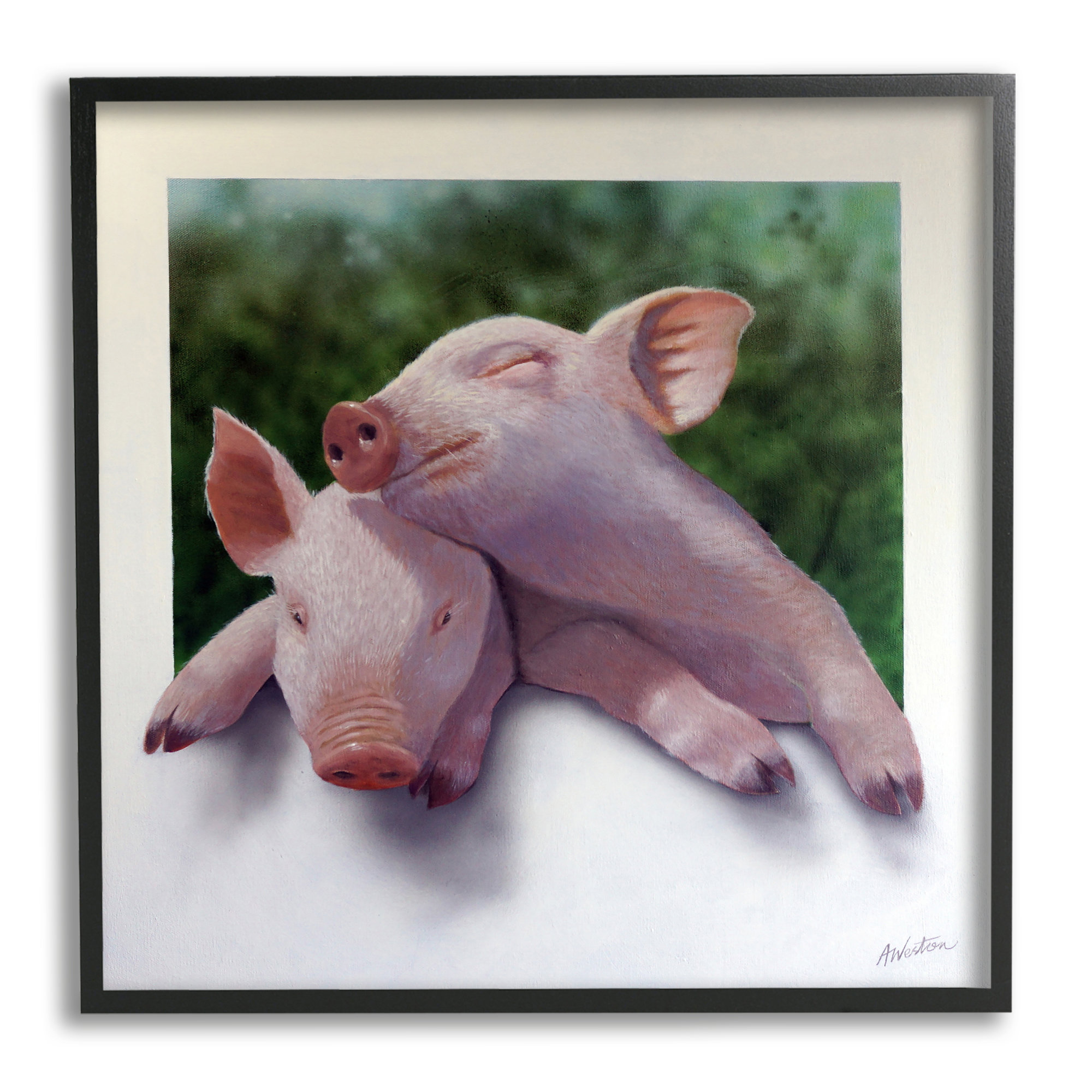Stupell Industries Sweet Cuddling Pigs Sentimental Farm Animal Portrait ...