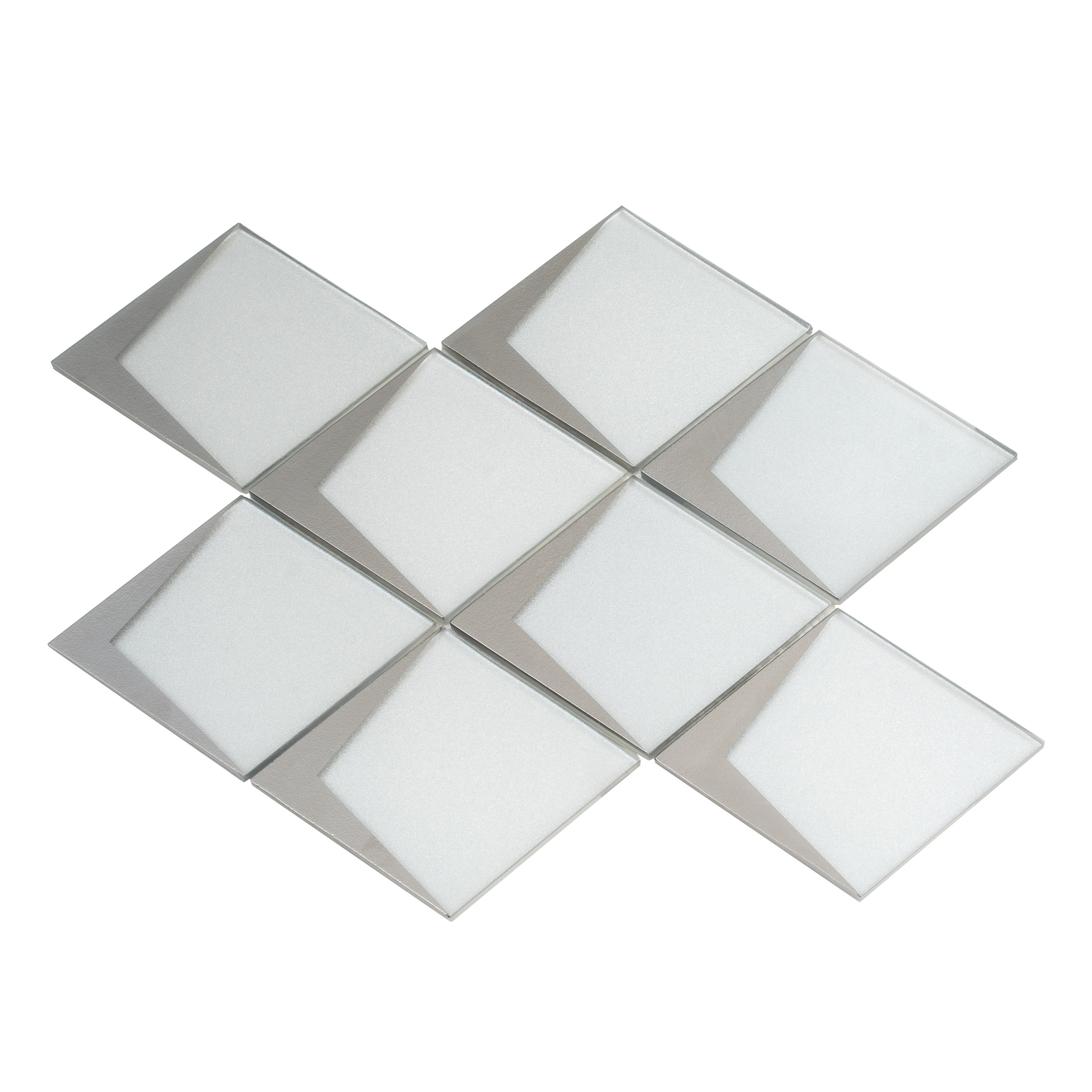 Apollo Tile Solace 12x9 Metallic Silver Glass Mosaic Diamond Wall Tile ...