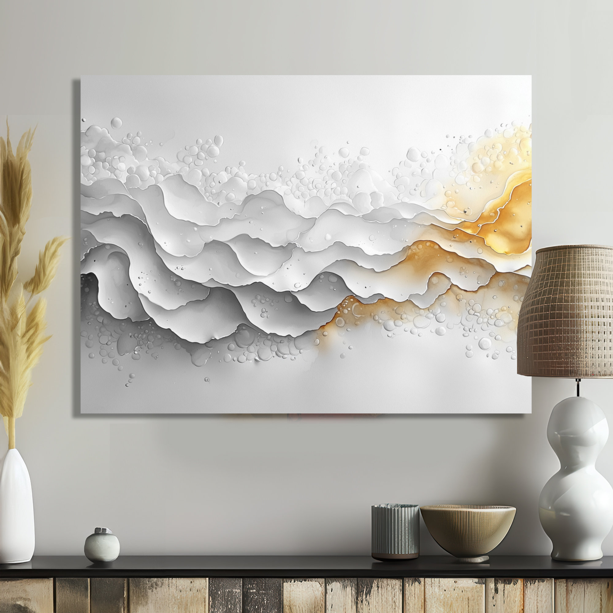 Wrought Studio™ Nyrie White Yellow Aurora Wave Of Time III ...