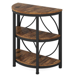 17 Stories 3-Tier Half Round End Table, Narrow Side Table with Metal ...