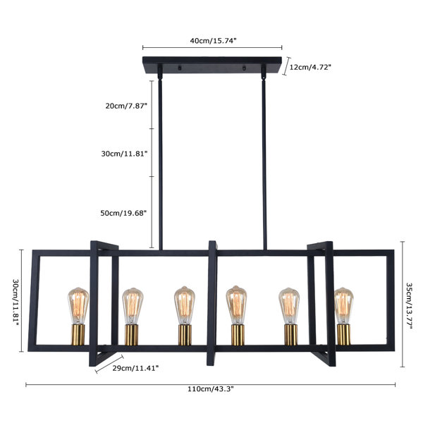 17 Stories Hames 6 - Light Kitchen Island Linear Pendant & Reviews ...