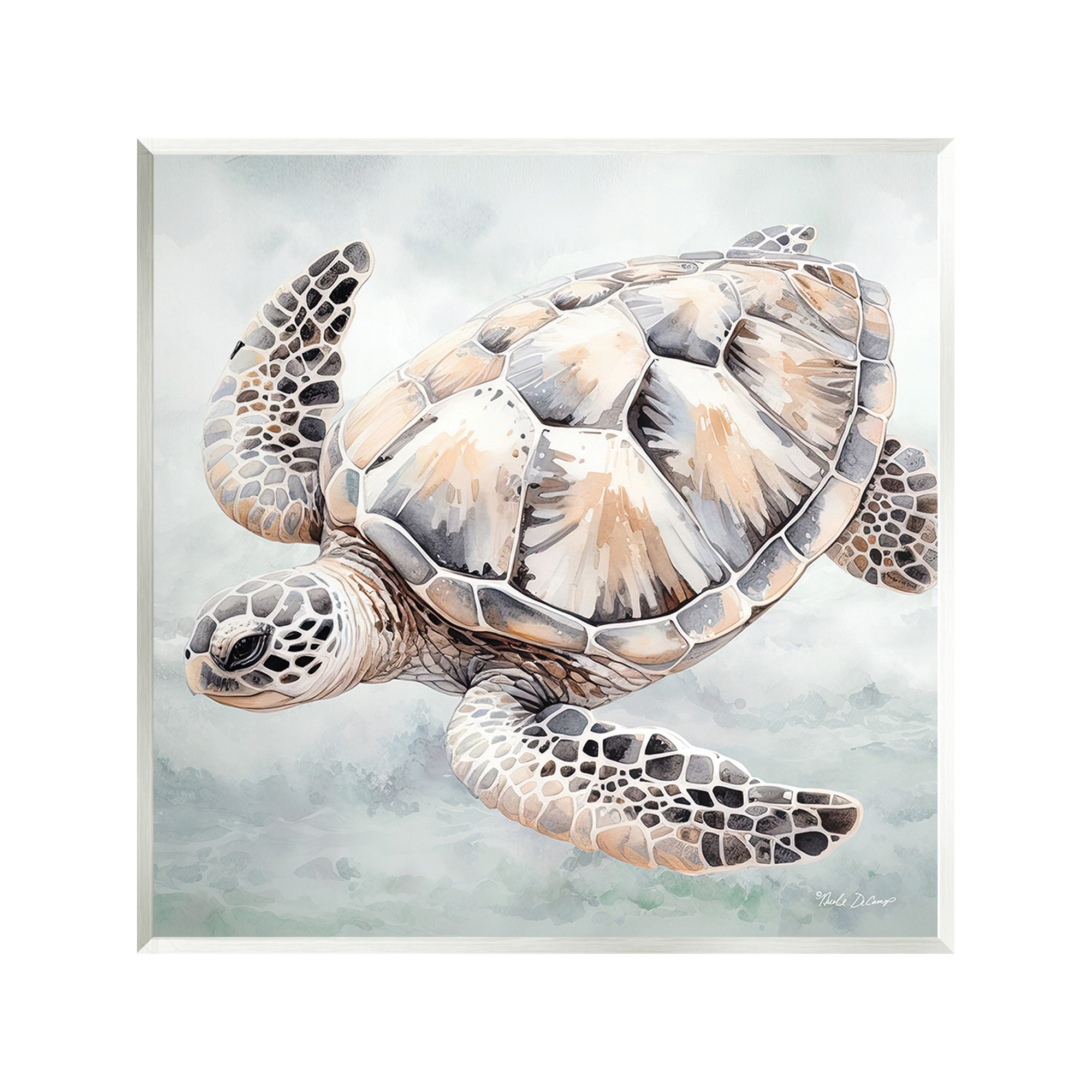 Stupell Industries Detailed Sea Turtle Wall Plaque Art by Nicole Decamp ...