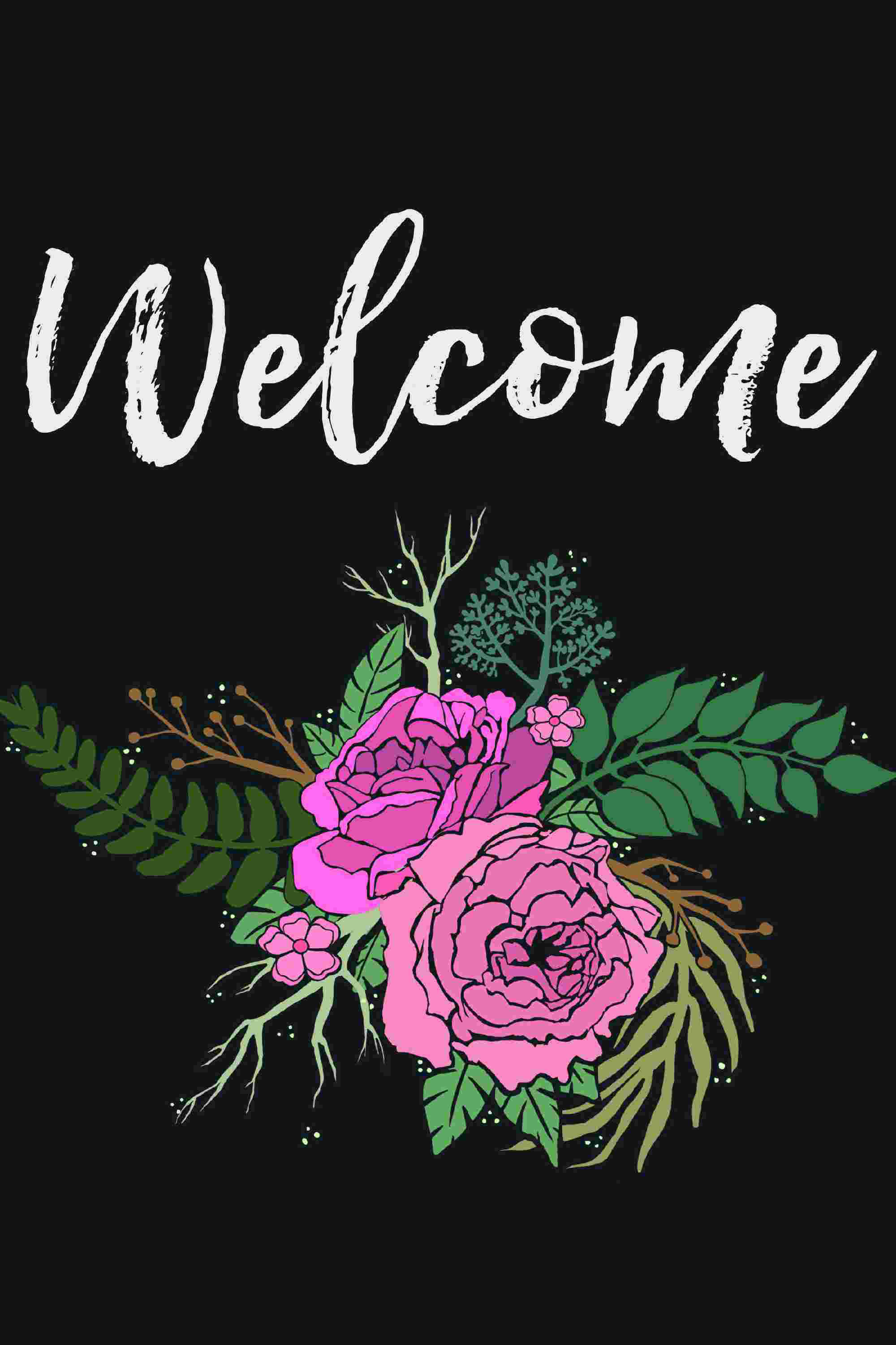 Trinx Welcome Graphic Floral - Wrapped Canvas Graphic Art | Wayfair