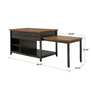 Kingstown Home Spadina Kitchen Island with Solid + Manufactured Wood ...