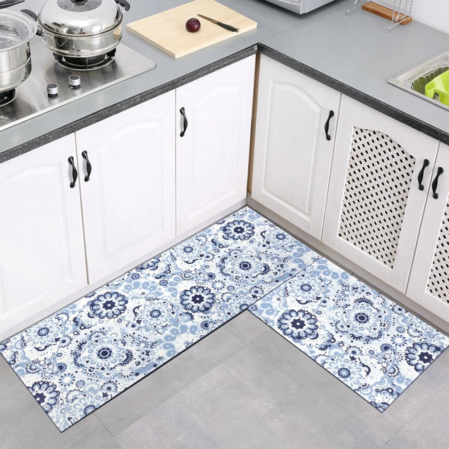 Bungalow Rose Carlyann Floral Kitchen Mat | Wayfair