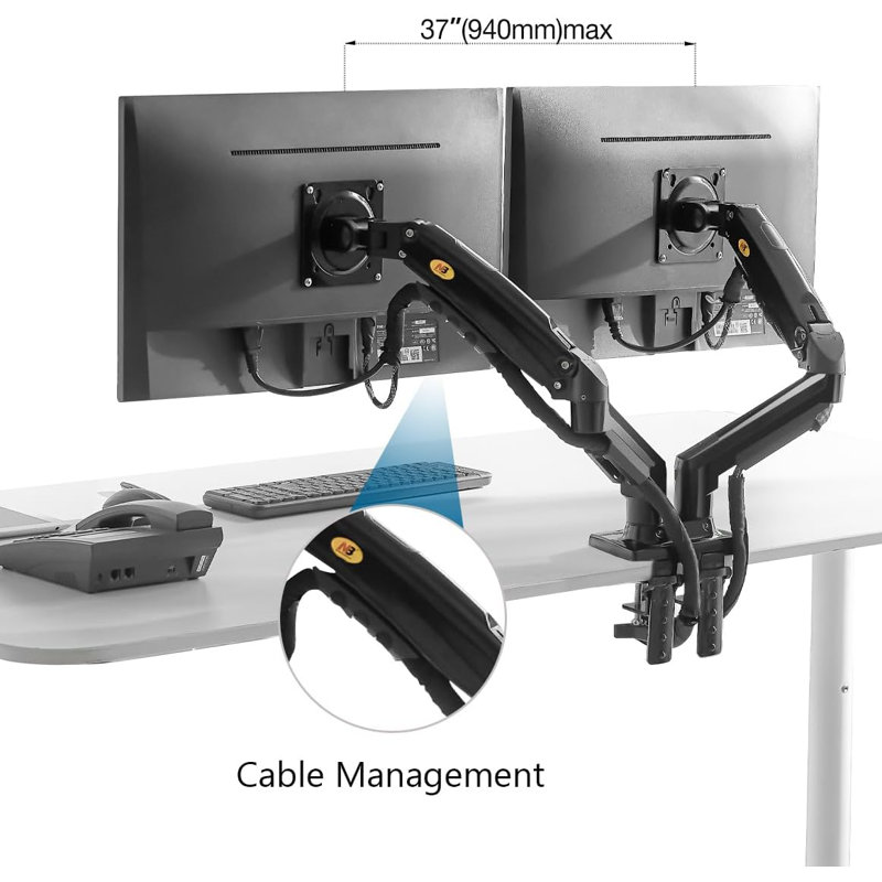 Hokku Designs Dual Monitor Stand Full Motion Swivel Computer Monitor ...