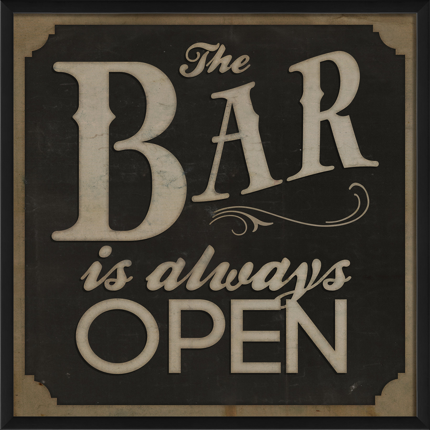 Williston Forge 'The Bar is Always Open' Framed Textual Art | Wayfair