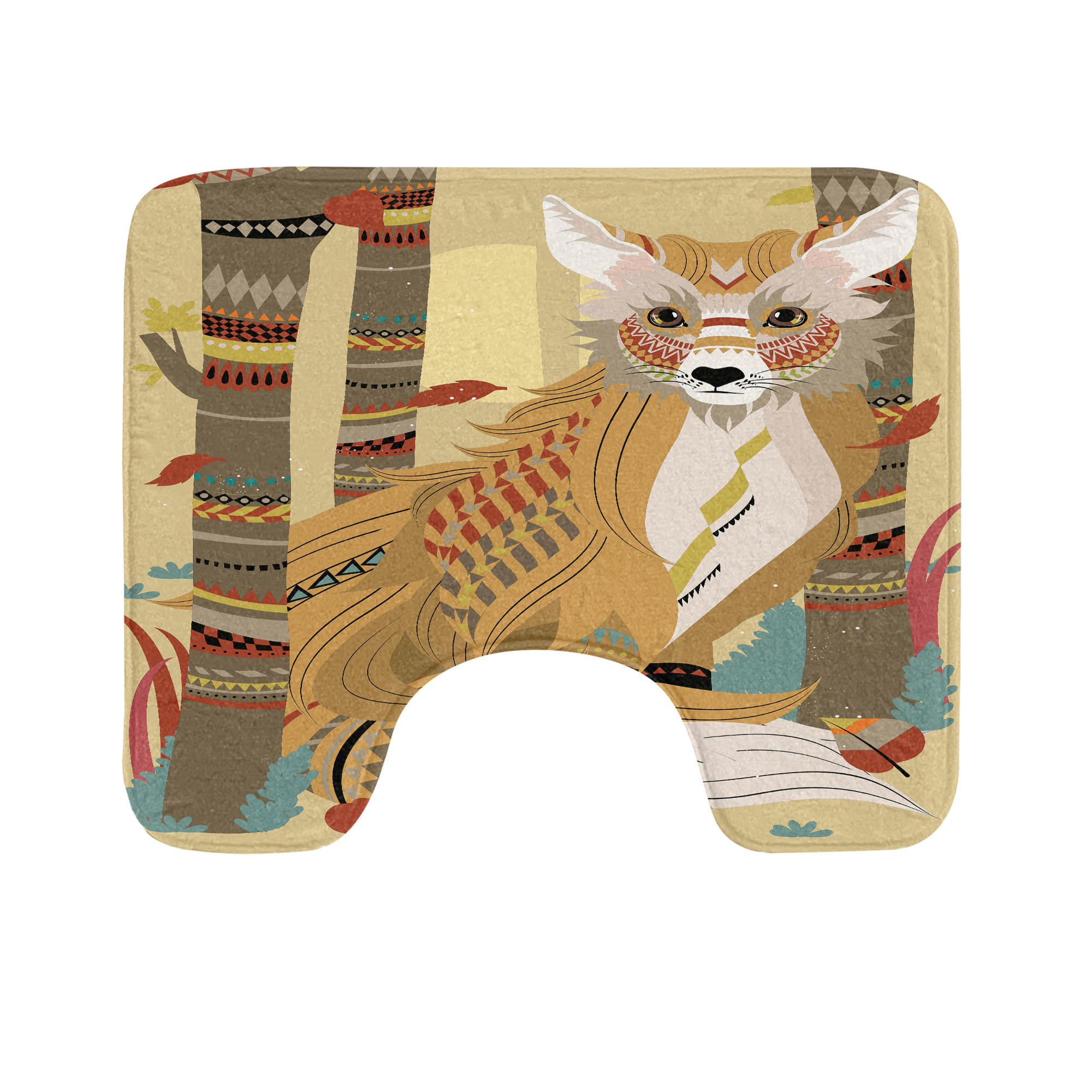 East Urban Home Fox Toilet Mat U-Shape Bathroom Rug 20" Pale Coffee ...