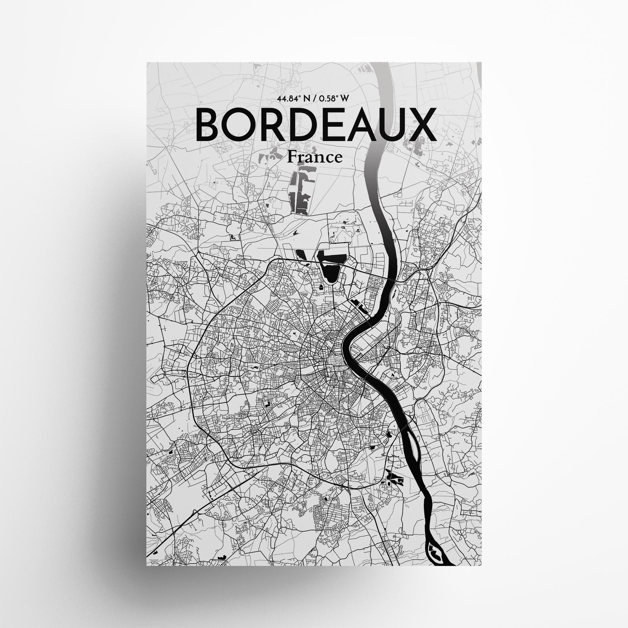 17 Stories Bordeaux City Map Graphic Art In Ink - Wayfair Canada