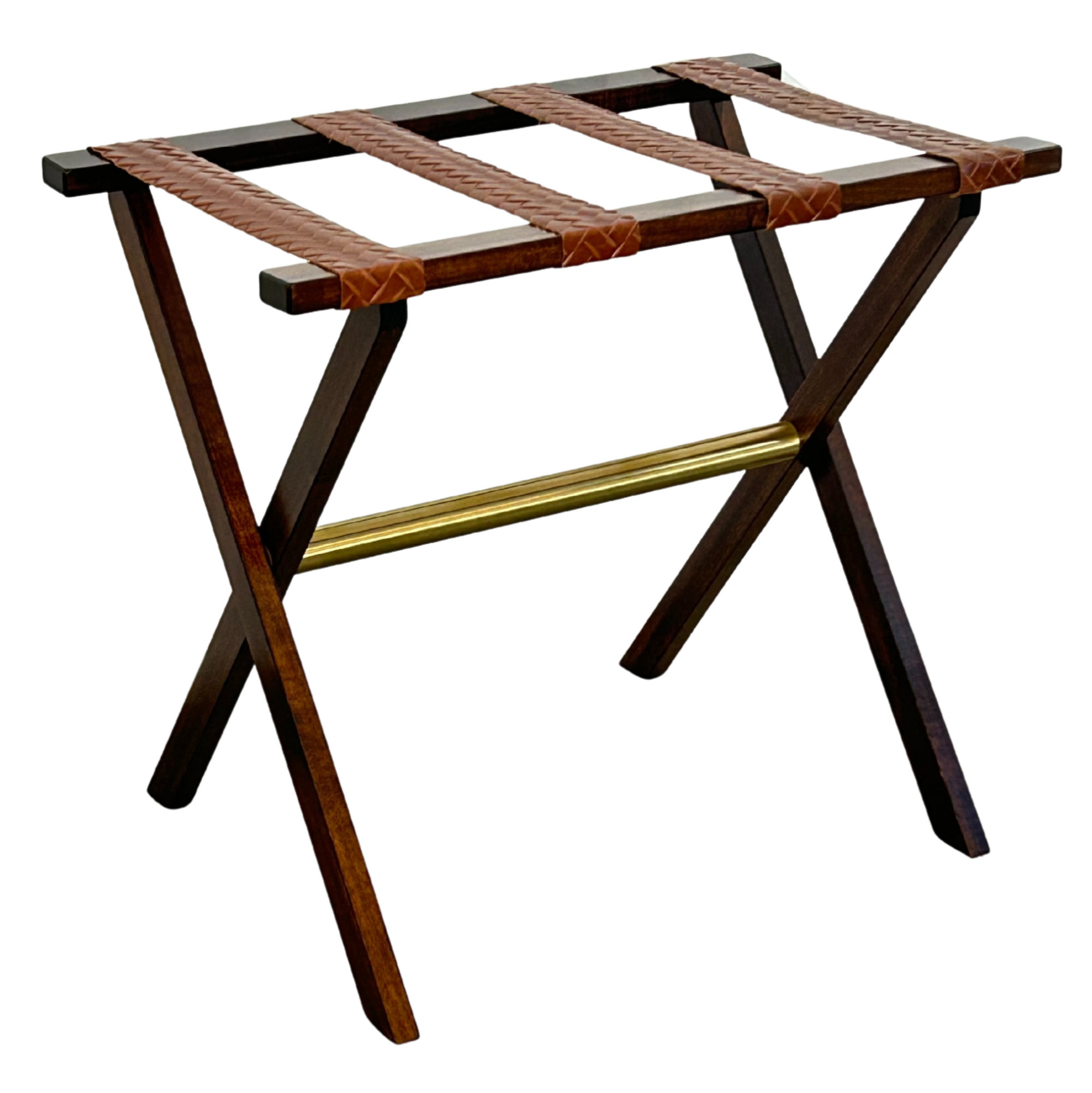 Gate House Furniture Dark Walnut Wood Straight Leg Luggage Rack With 4 ...