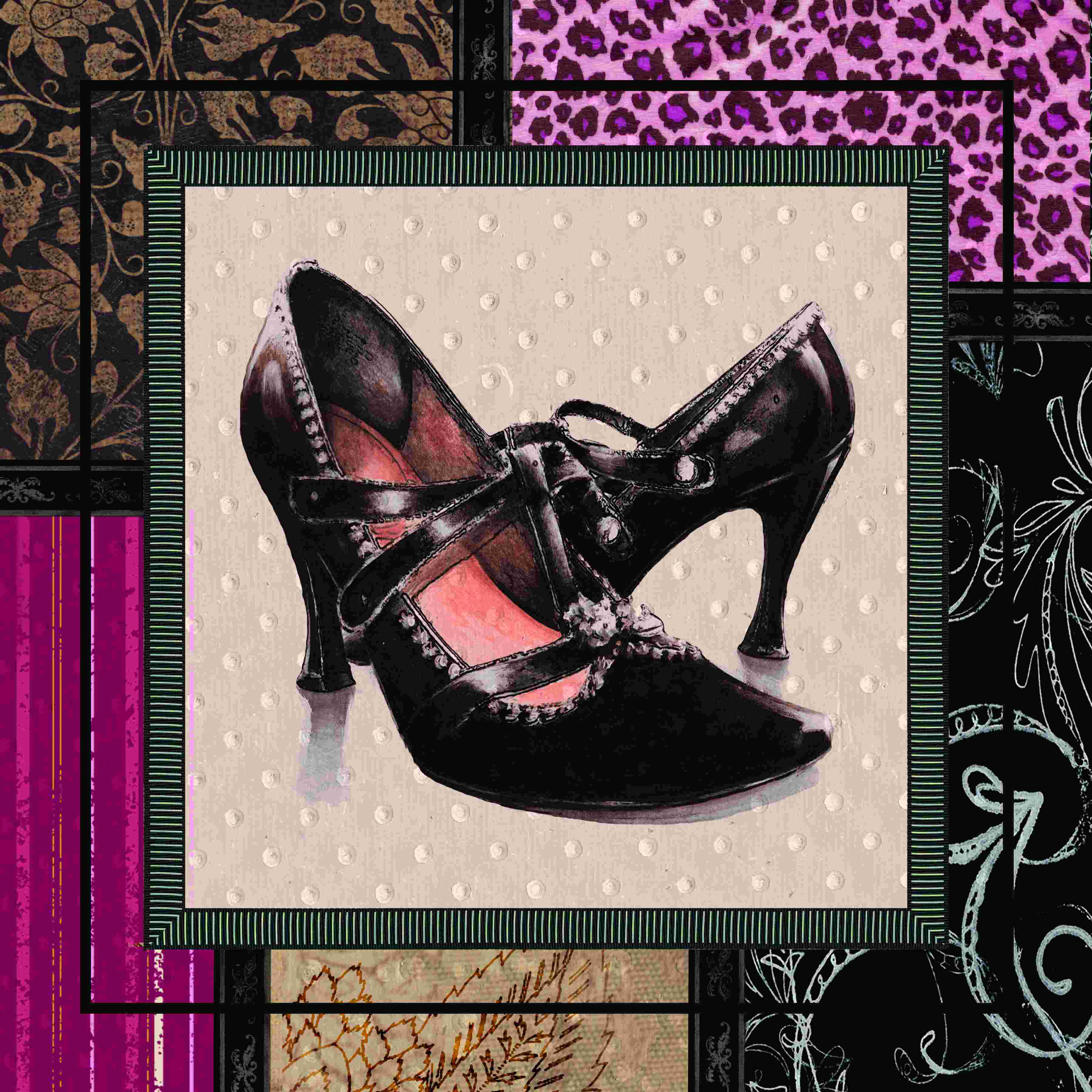 House of Hampton® Black Pattern Shoes - Wrapped Canvas Painting | Wayfair