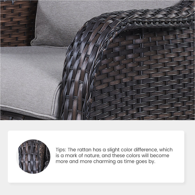 Wildon Home® Bonia Wicker Rattan 5 Piece Complete Patio Set with ...