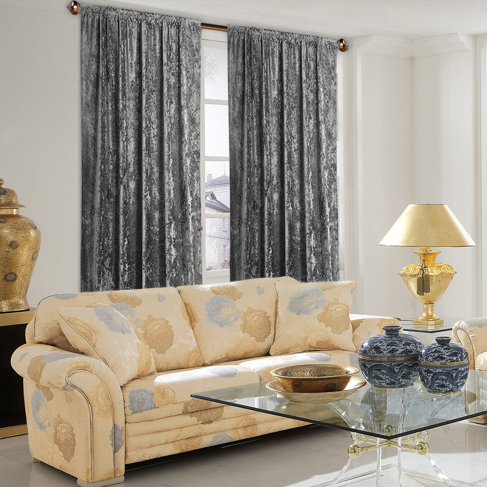 Everly Quinn Luxurious Heat Blocking Darkening Curtains Crushed Velvet ...
