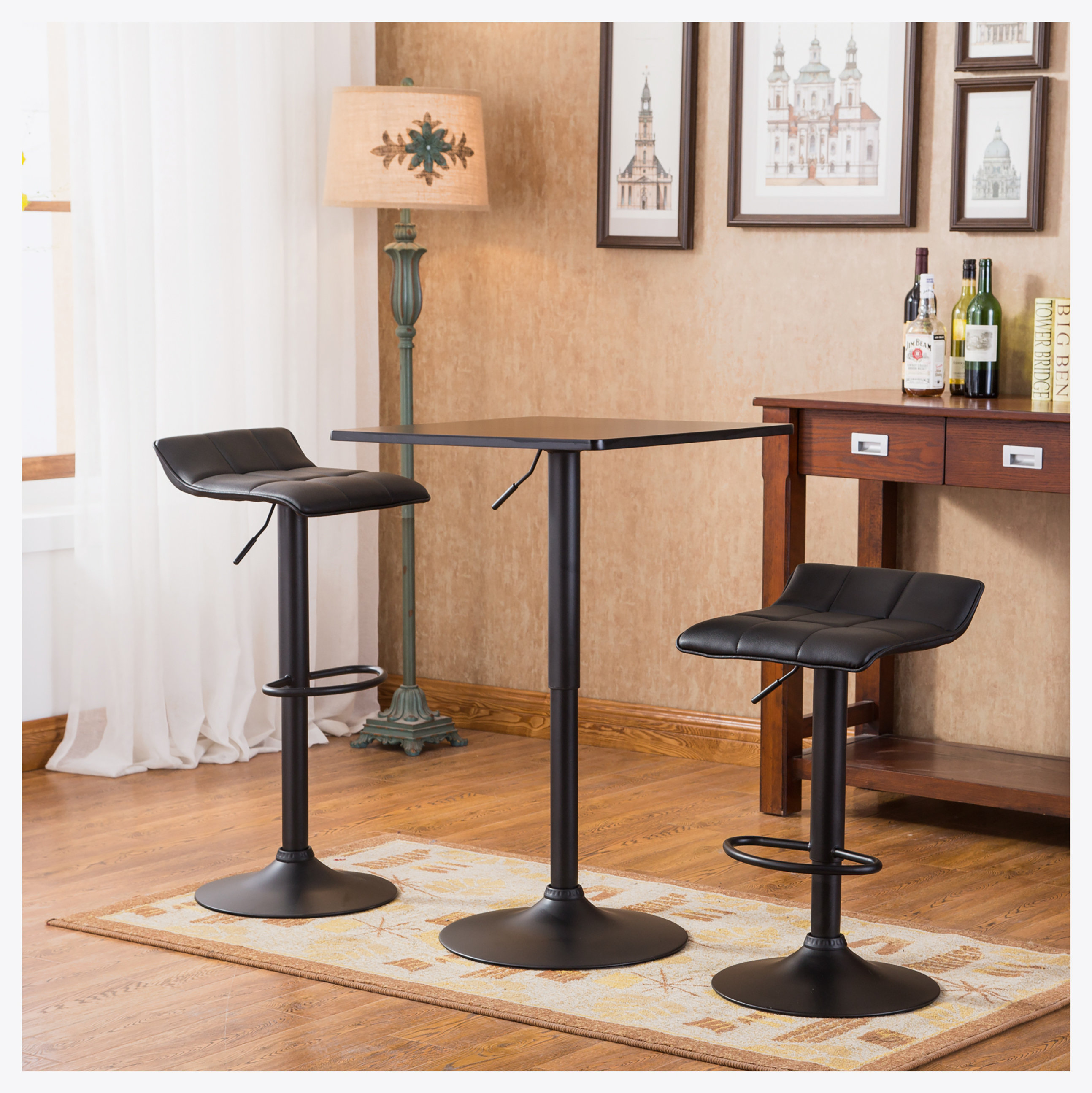 Wrought Studio™ Bar Table And 2 Swivel Adjustable Bar Stool Bar Sets ...