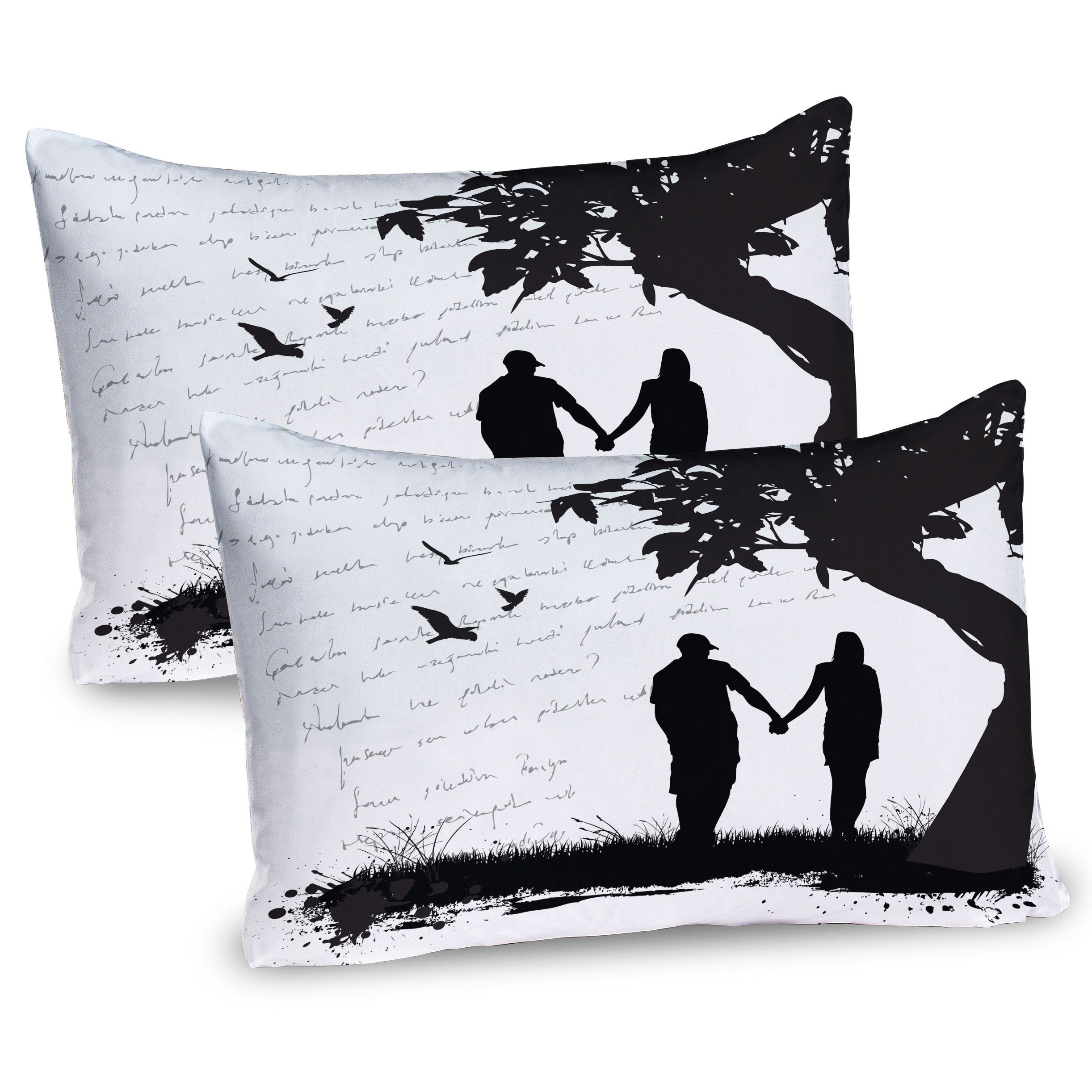 Ambesonne Girlfriend Pillow Sham 2 Pack Couple Romance Theme Black ...