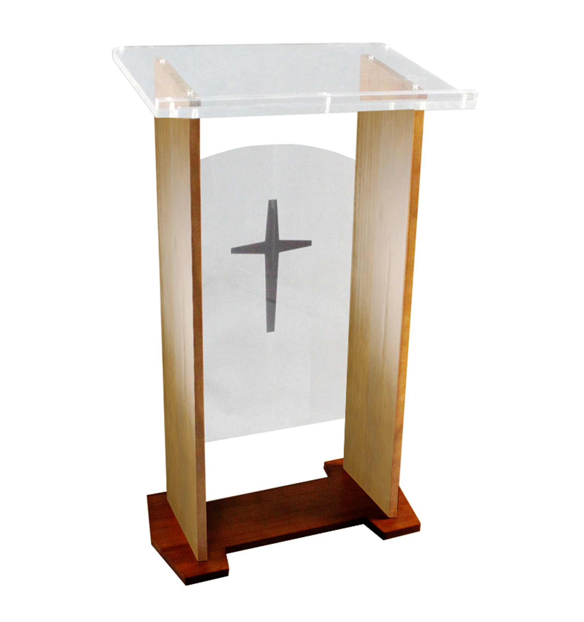 FixtureDisplays Wood Acrylic Podium, Optional Cross Plain Front Panel ...
