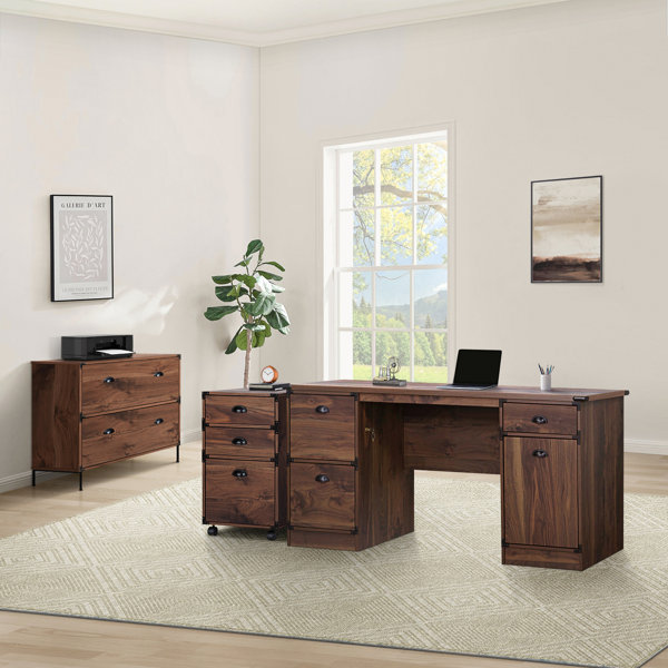 Saint Birch 3 Piece Wood Contemporary Executive Desk With 2 Cabinet ...