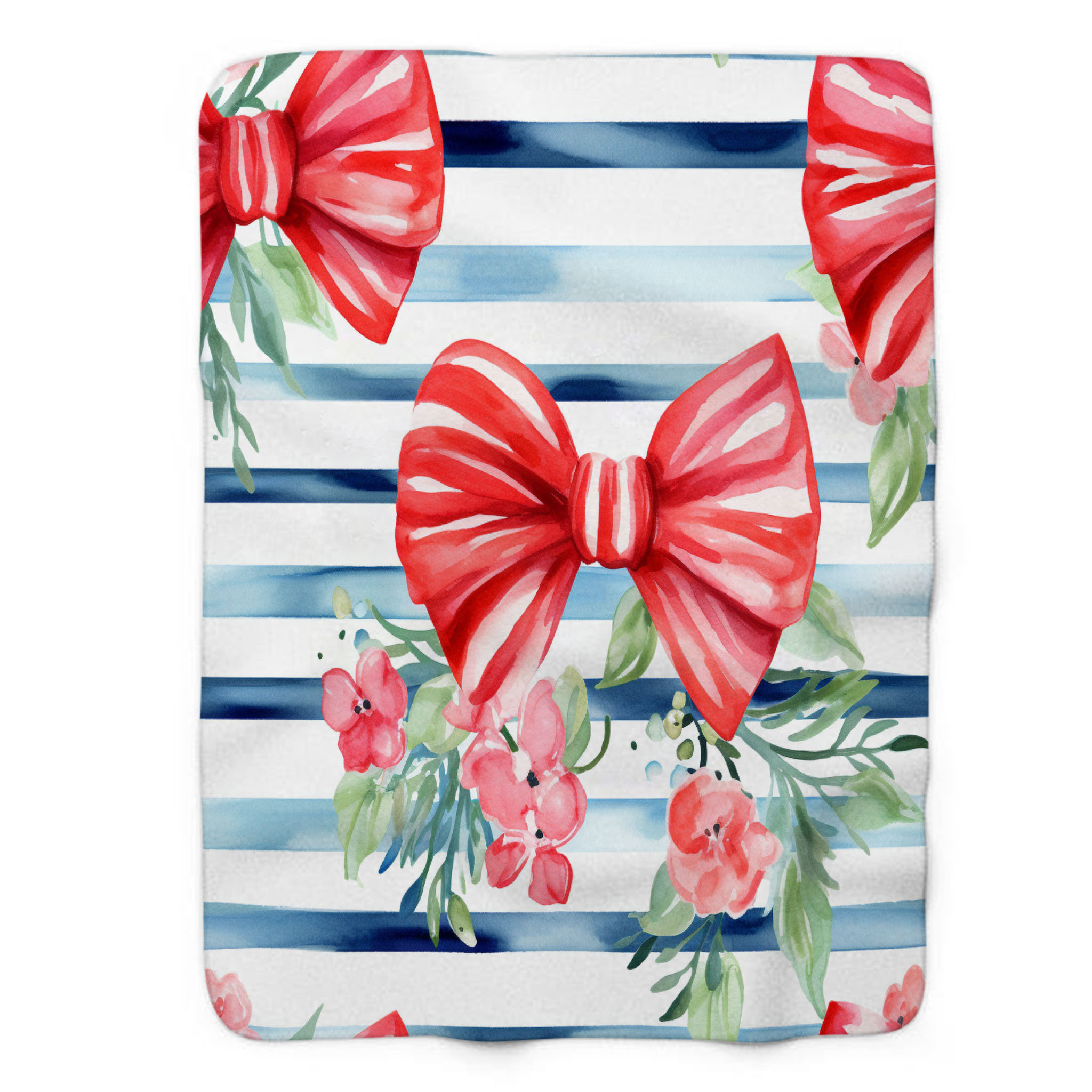 MentionedYou Blue and Red Ribbon Patterns - 1 Piece Premium Sherpa ...