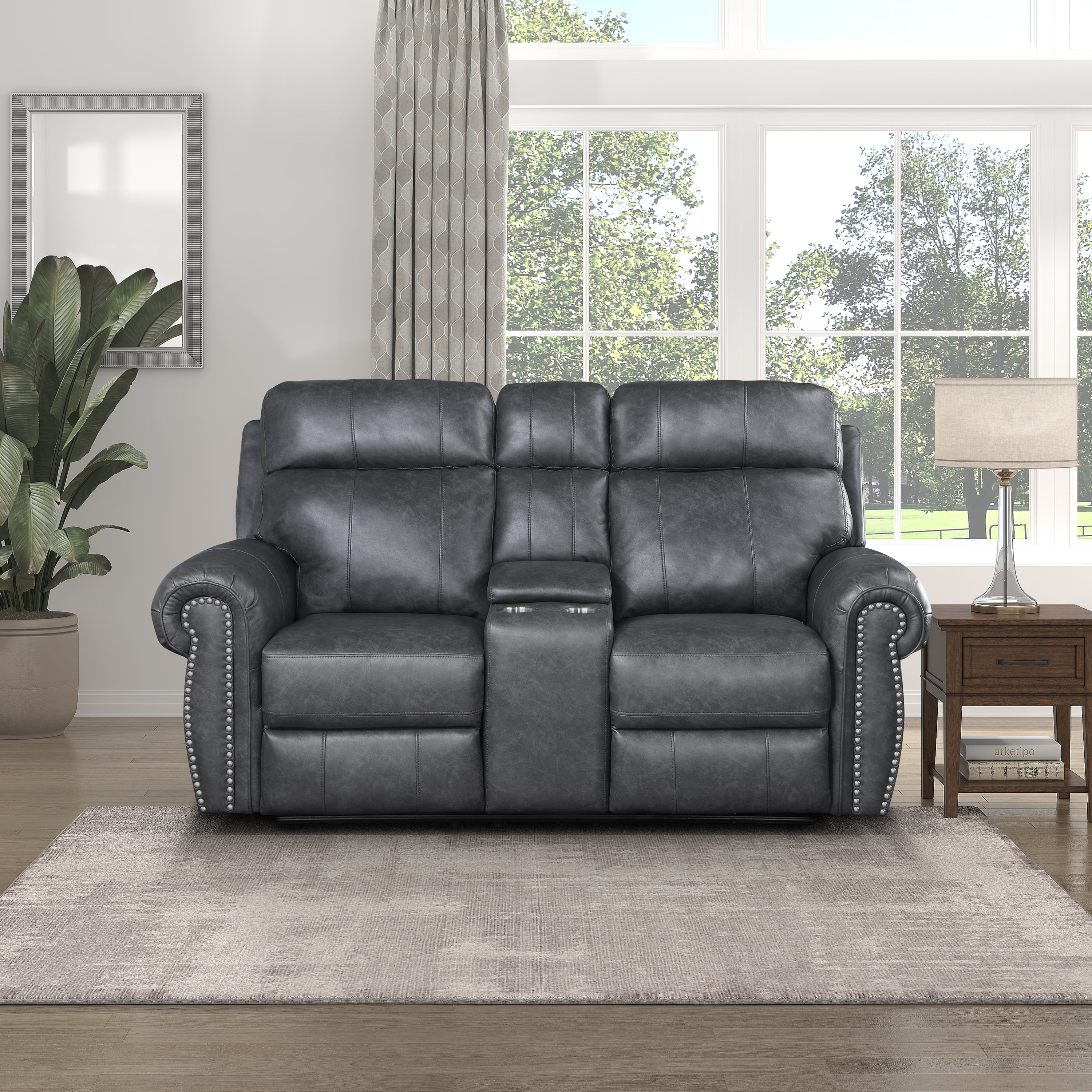 Red Barrel Studio® Tyberius 74.5" Microfiber Manual Reclining Loveseat ...