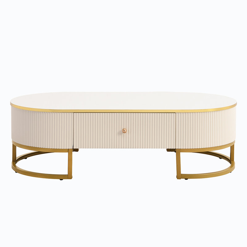 Mercer41 Oval Coffee Table with Drawers | Wayfair