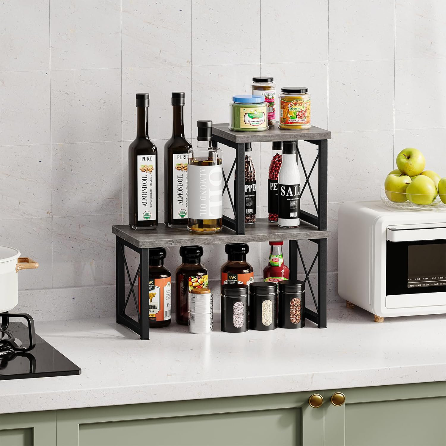 17 Stories Wood Desktop Shelf, Office Desktop Storage Rack Wood Display ...