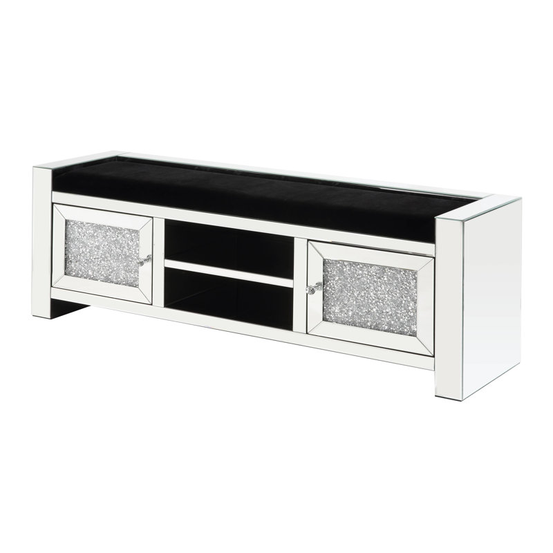 Everly Quinn Antawn Faux Leather Upholstered Storage Bench in Black and ...