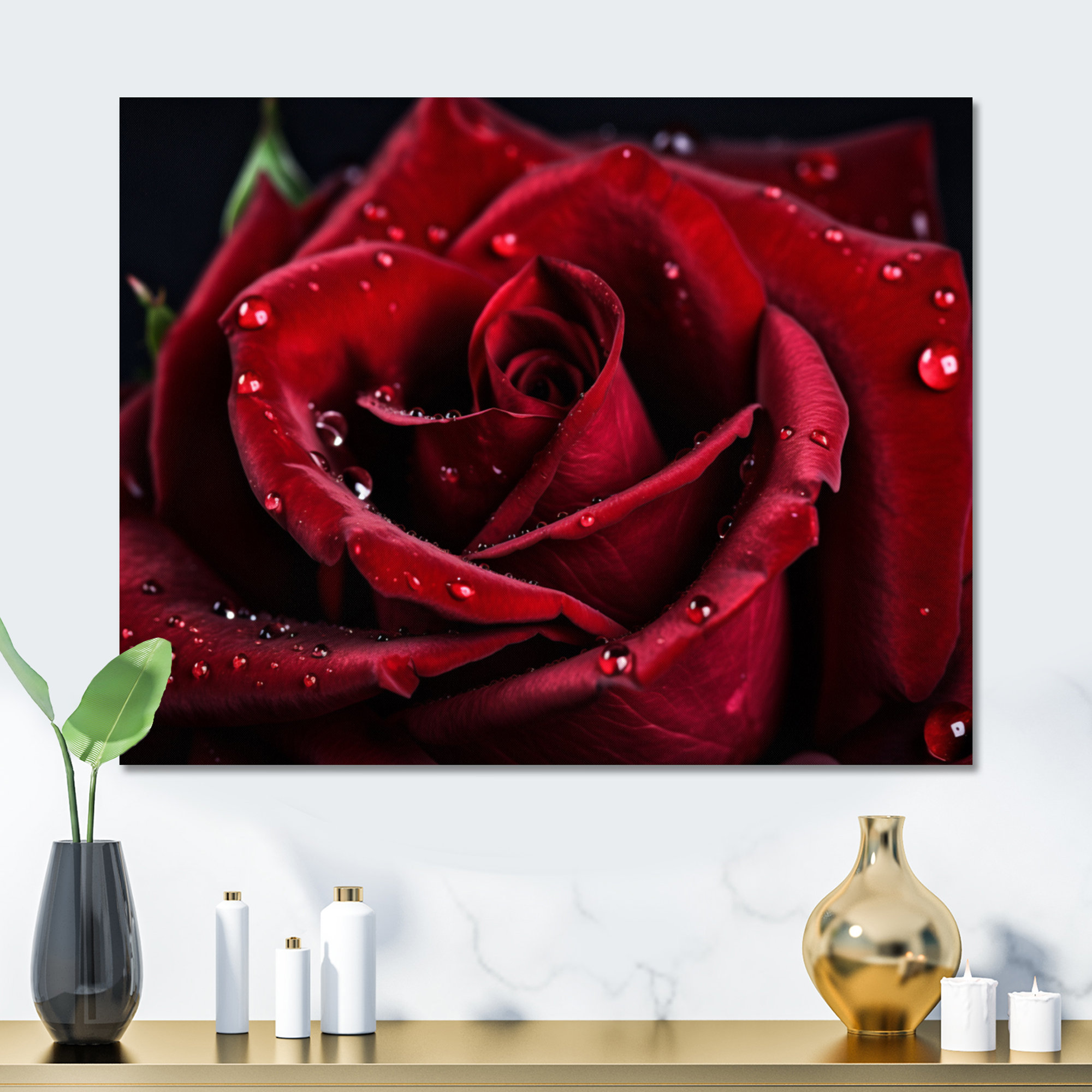 Mercer41 Red Rose with Raindrops IV - Roses Metal Art Print | Wayfair