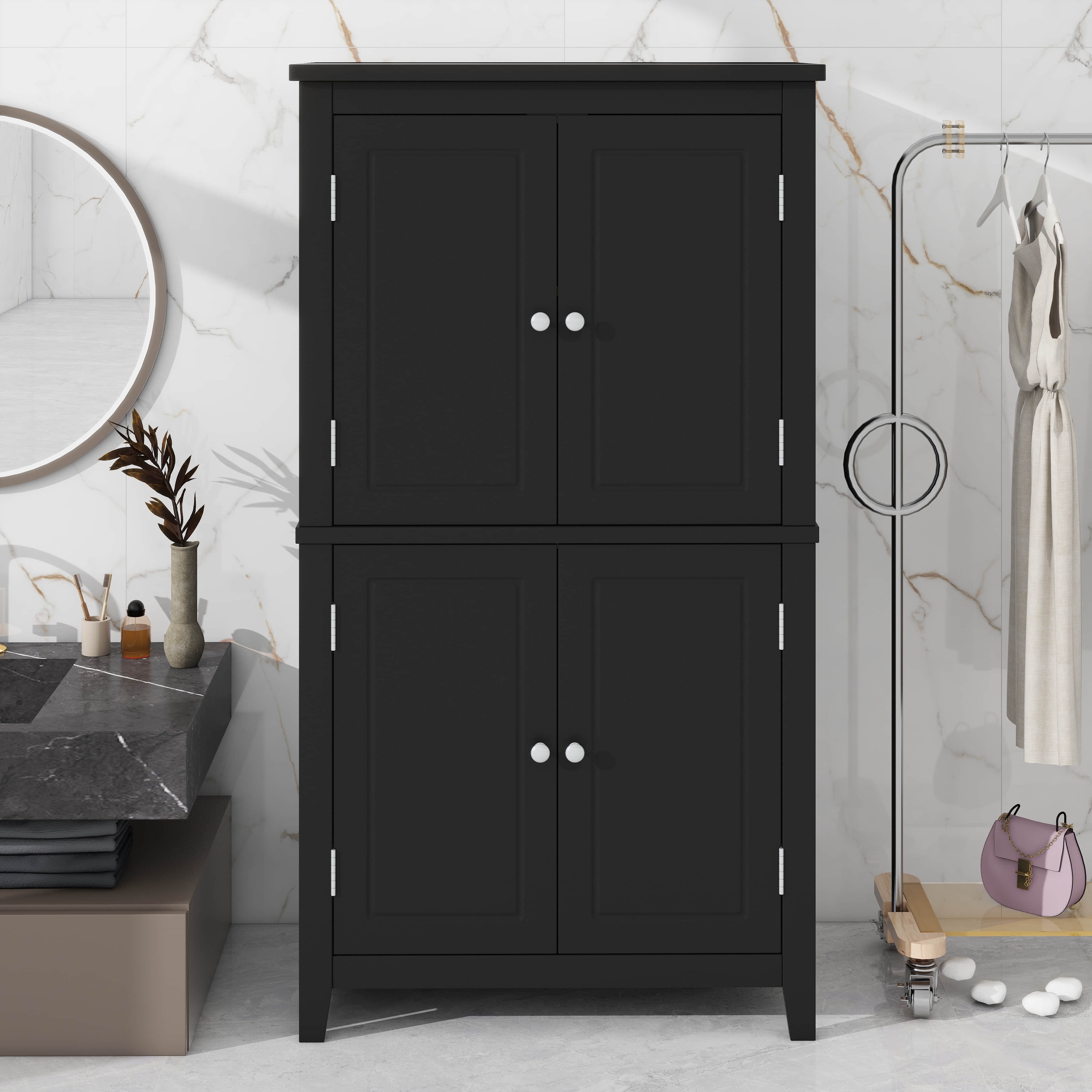 Latitude Run® Storage Cabinet With 4 Doors,Elegant Organizer Unit With ...