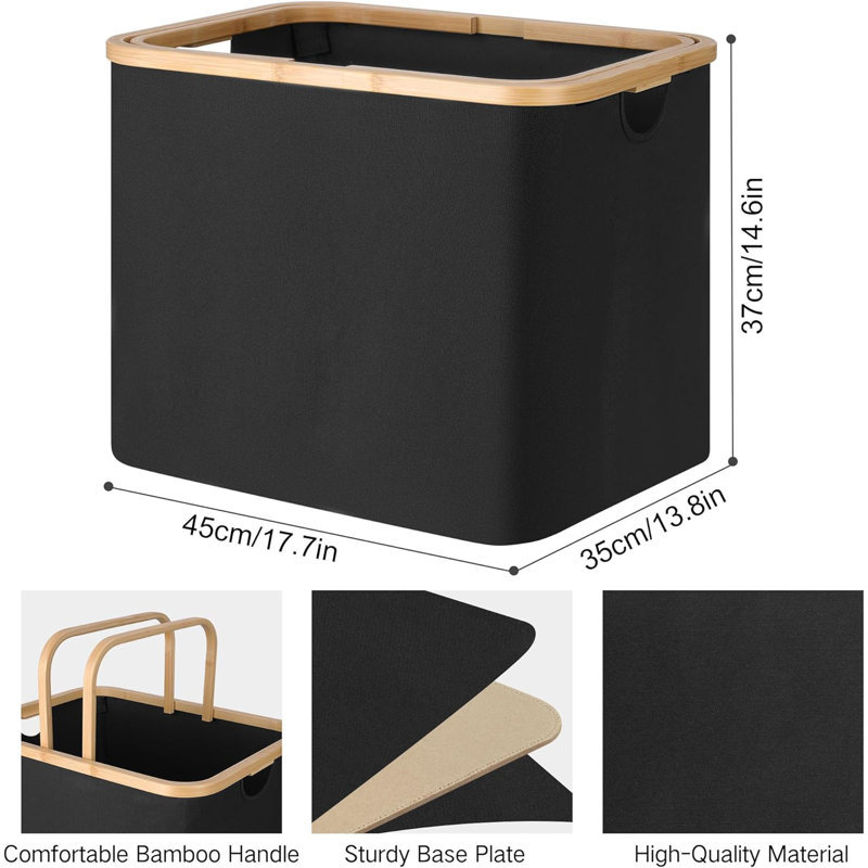 Latitude Run® Fabric/Bamboo Laundry Basket with Handles | Wayfair