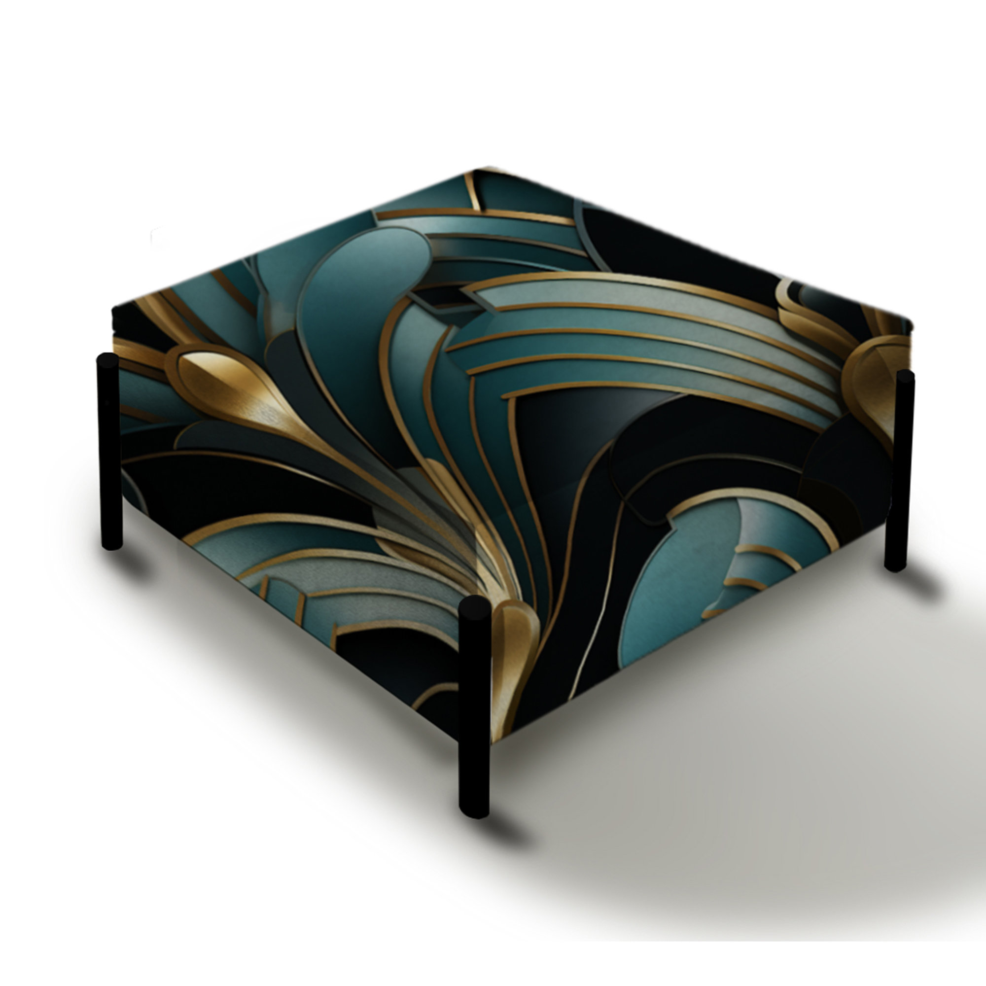 Design Art Damask Emerald And Gold Art Deco Pattern - Damask Large ...