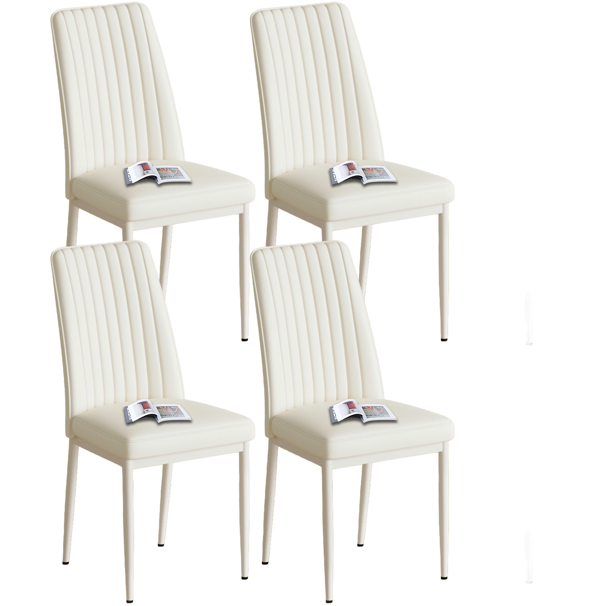 Mercer41 Leather Sturdy Metal Legs Dining Chairs (Set Of 4) | Wayfair