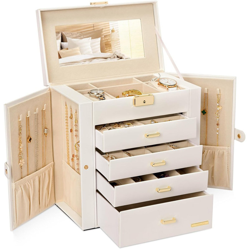 Everly Quinn Jewelry Box Mirrored Watch Organize... | Wayfair