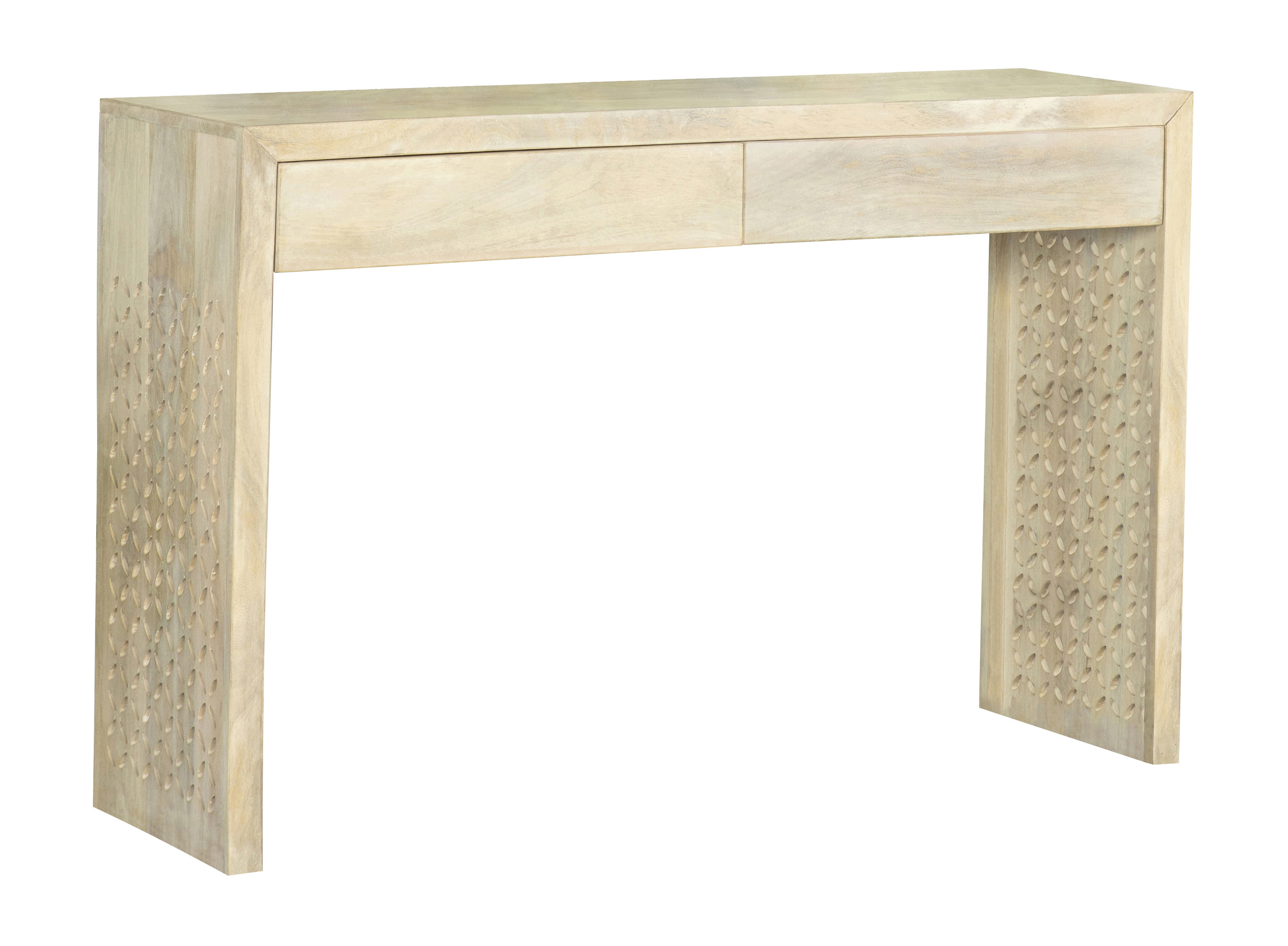 Millwood Pines Perelli White Washed Console Table with 2 Drawers | Wayfair