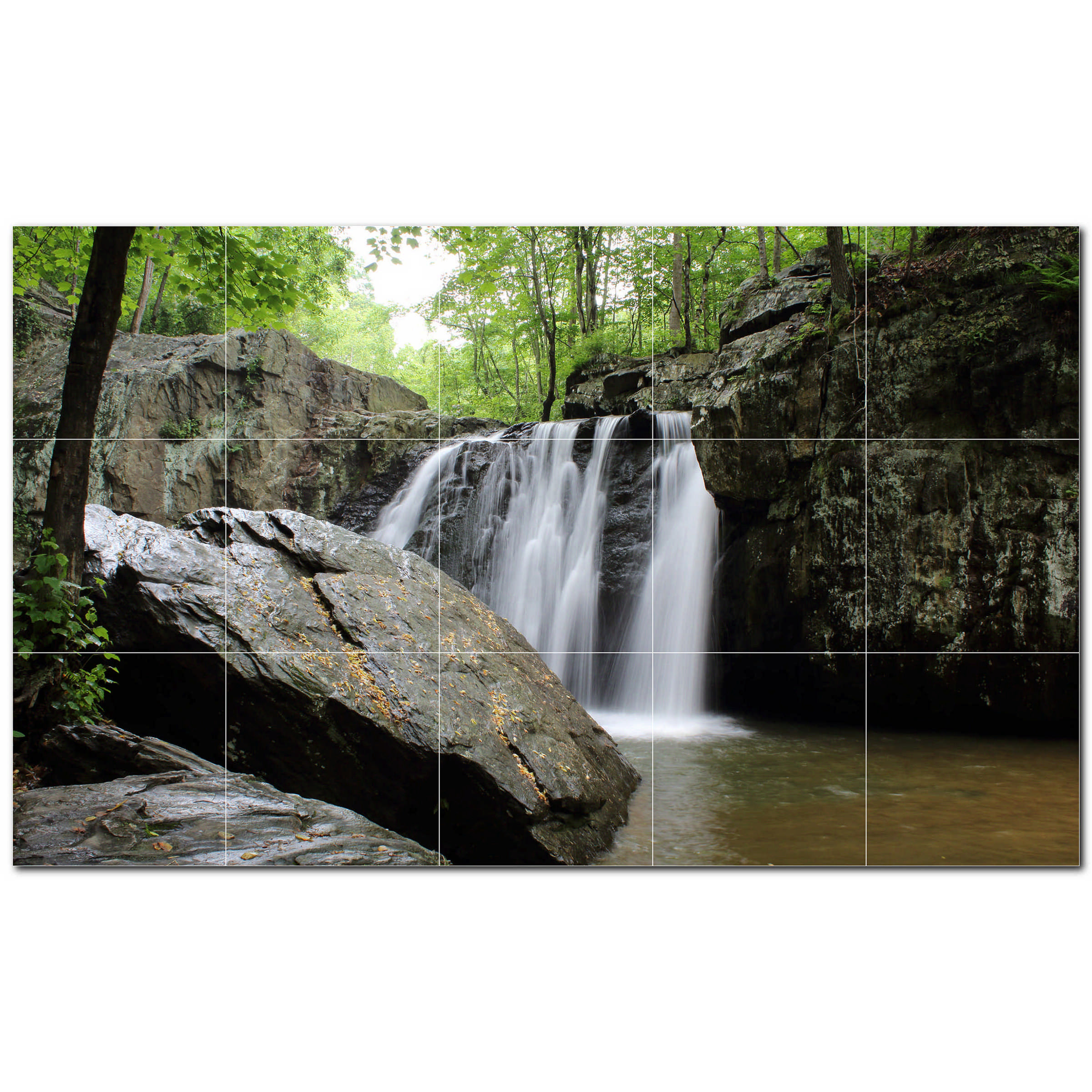 Picture-Tiles.com 60" x 36" Ceramic Waterfalls Photo Decorative Mural ...