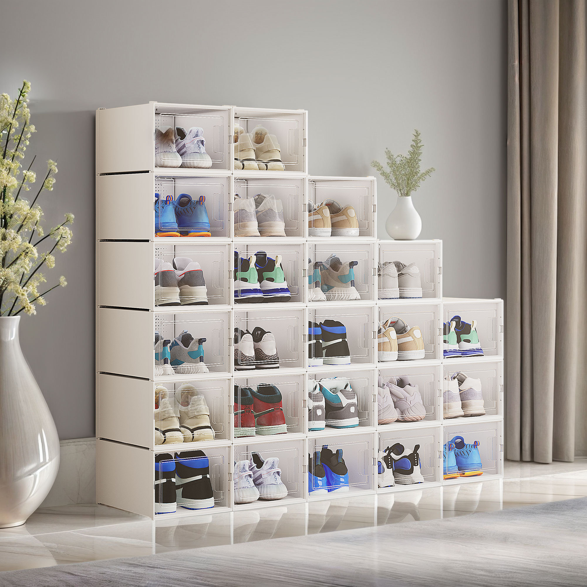 Latitude Run® 24 Pcs Space-Saving Shoe Storage Solution with Durable ...