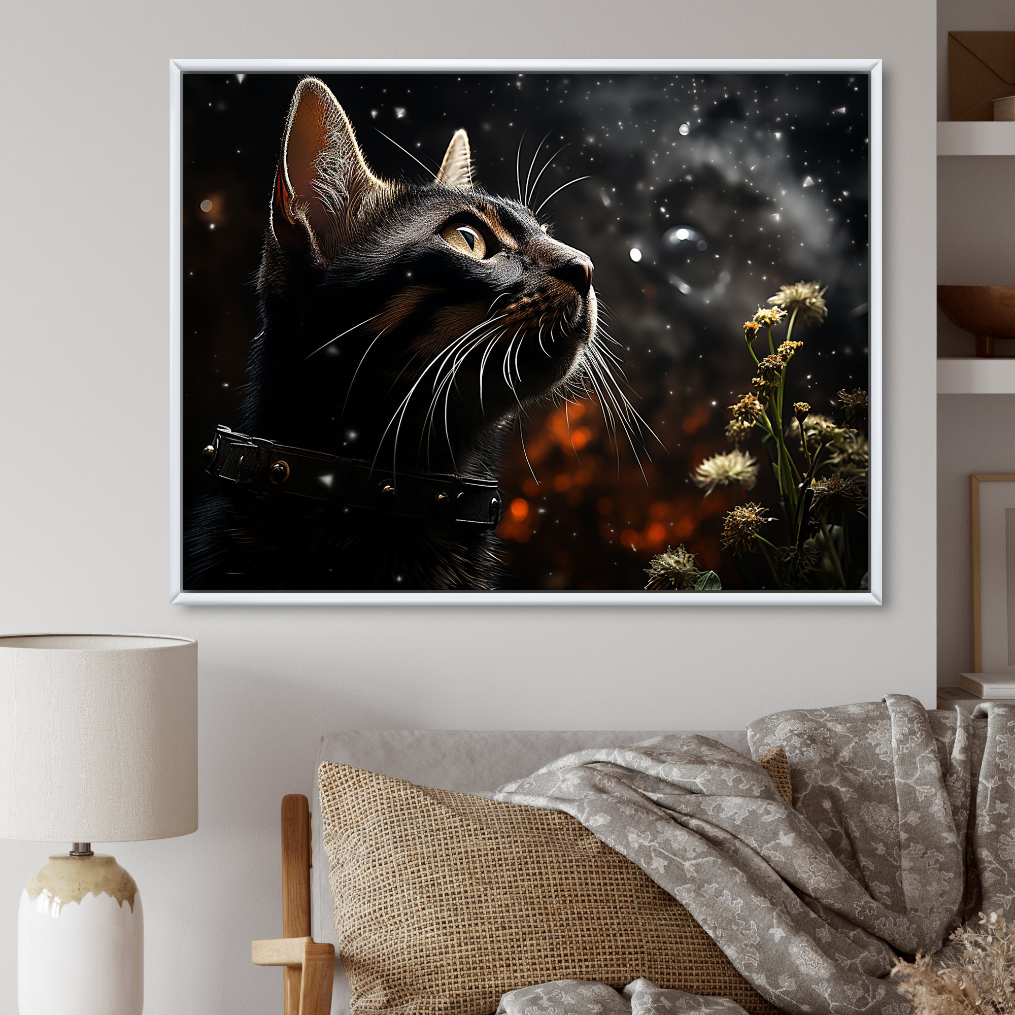 Design Art Abyssinian Adventure Black Cat - Cat Canvas Art Print ...