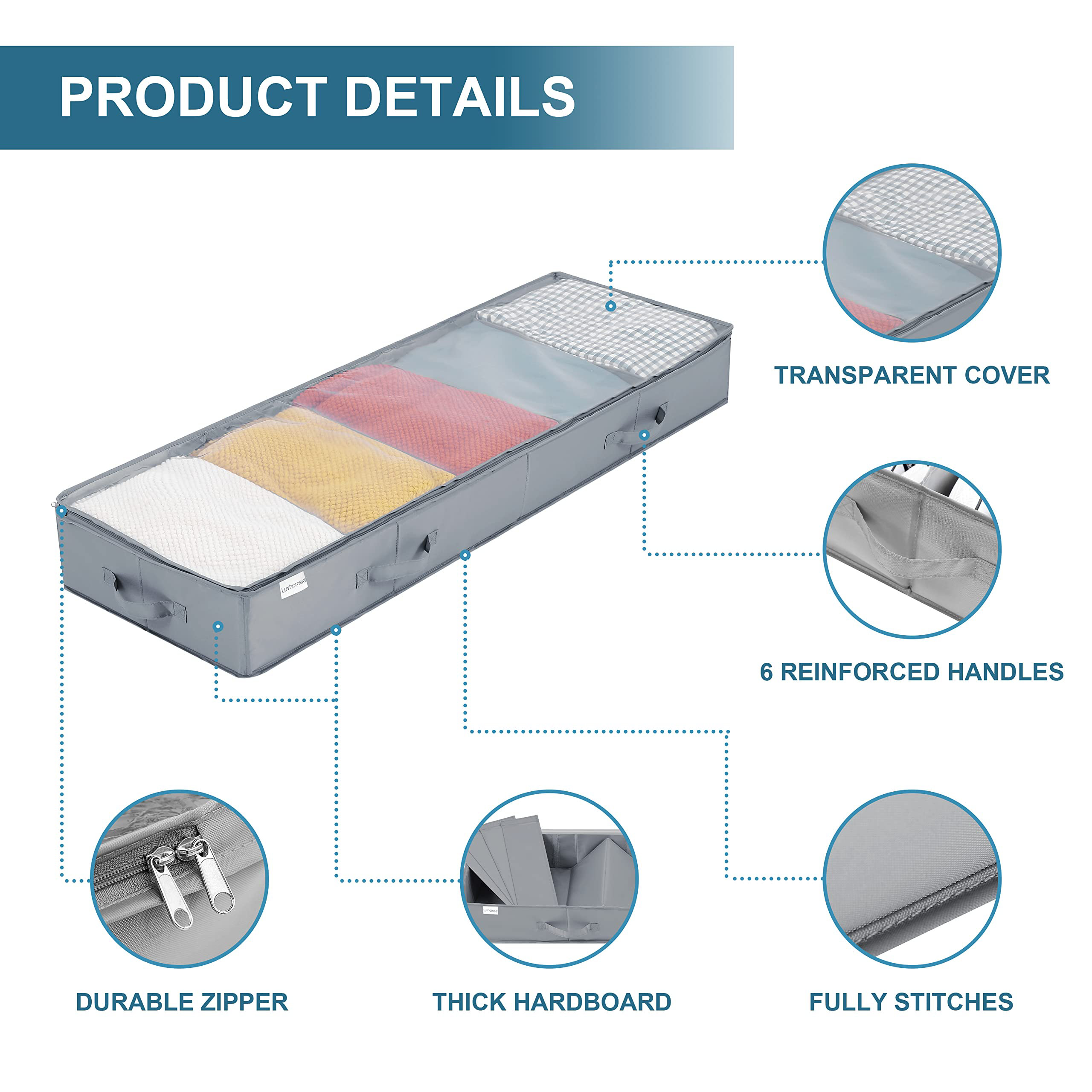 Rebrilliant Under Bed Storage Containers, 2 Pack Under The Bed Bags ...