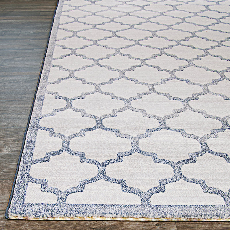 Red Barrel Studio® Eunie Geometric Oyster/Slate Blue Area Rug & Reviews ...