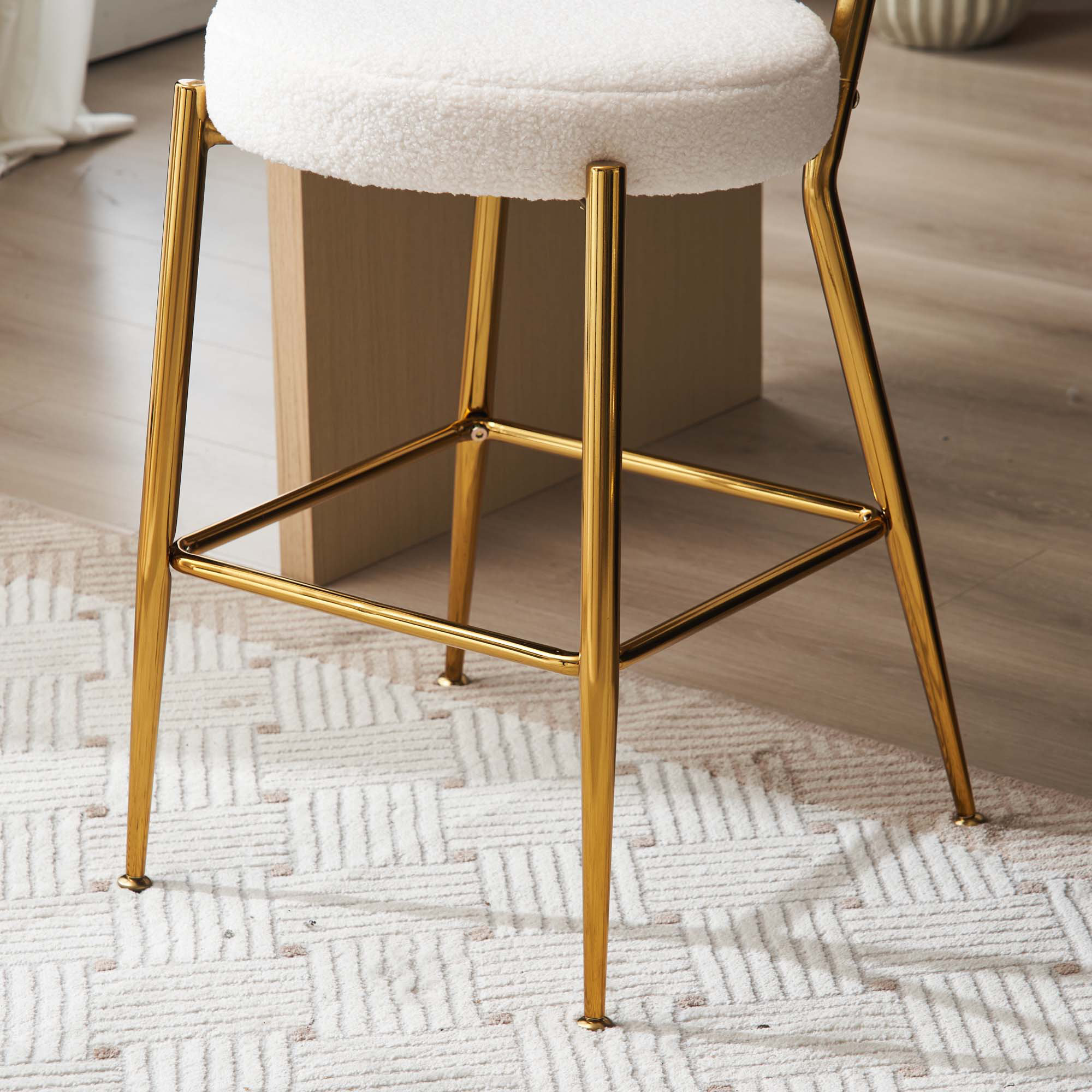 Everly Quinn Set Of 2 Modern Teddy Fabric Upholstered Bar Stools ...