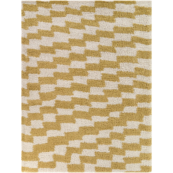 George Oliver Devontra Gold Abstract Stripe Area Rug | Wayfair