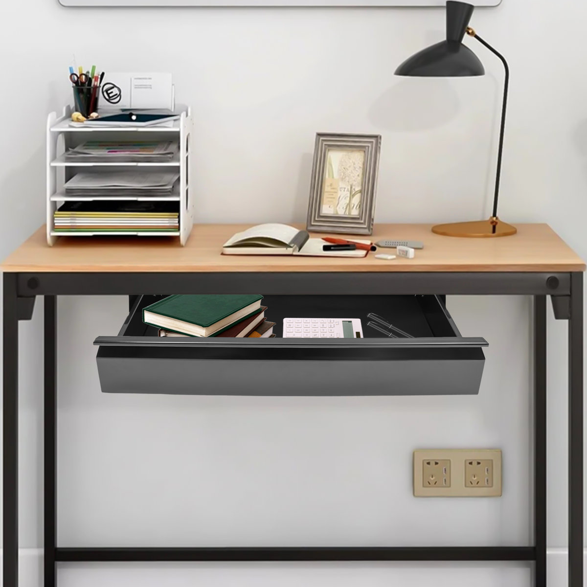Rebrilliant Under Desk Mounted Sliding Pull-Out Drawer Storage ...
