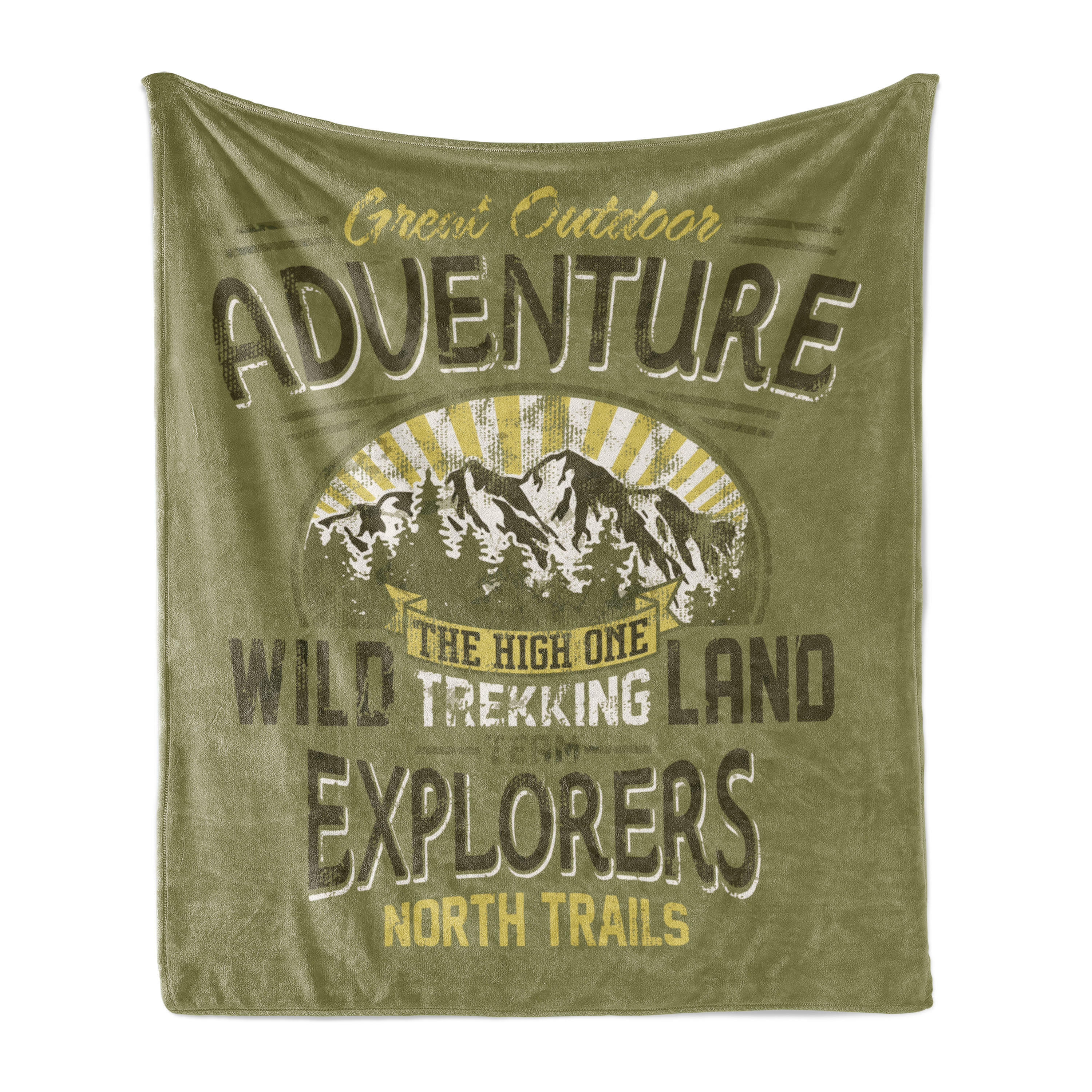 Ambesonne Retro Fleece Throw Blanket Outdoor Adventure Poster Olive ...