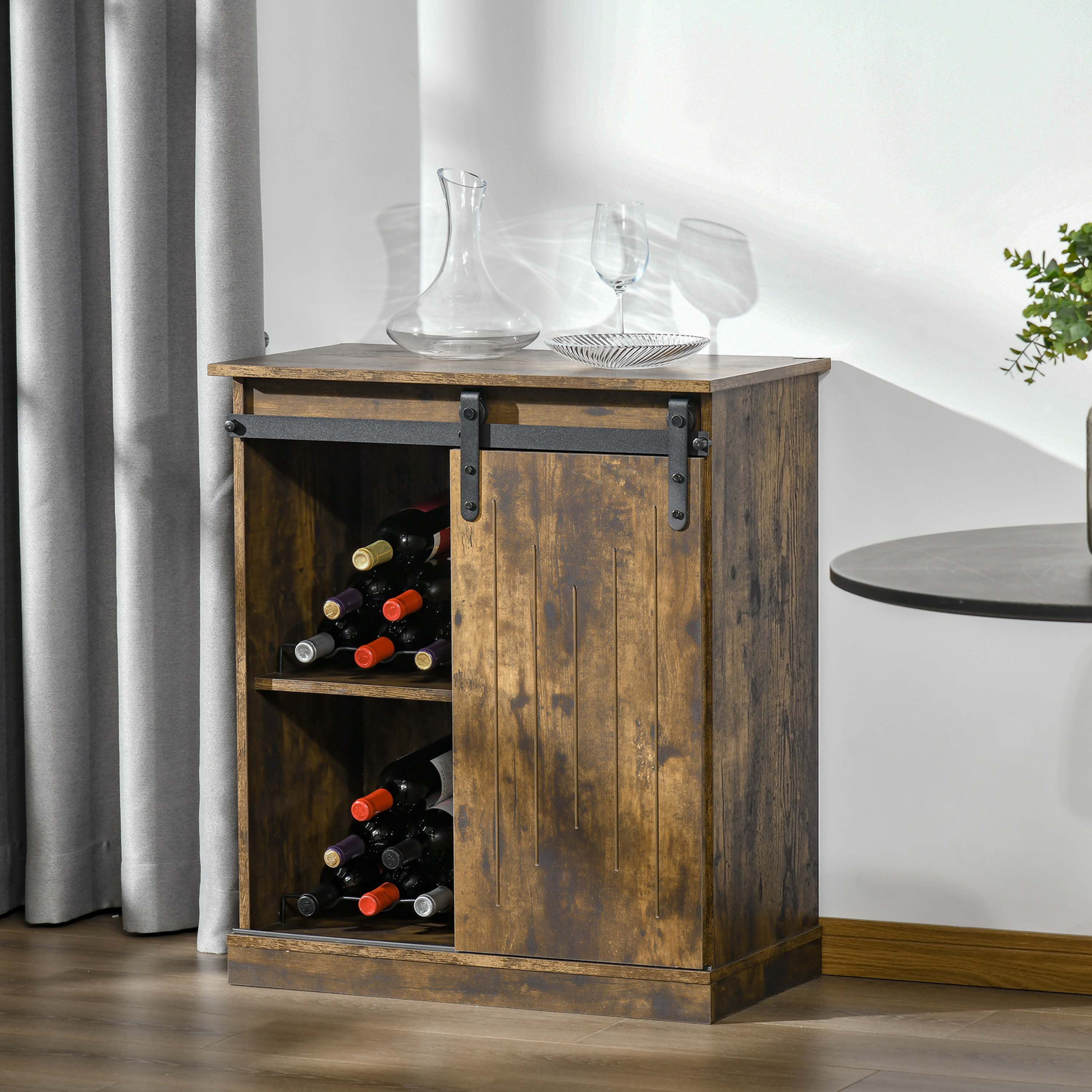 Gracie Oaks HOMCOM Industrial Wine Cabinet, Sideboard Storage Cabinet ...