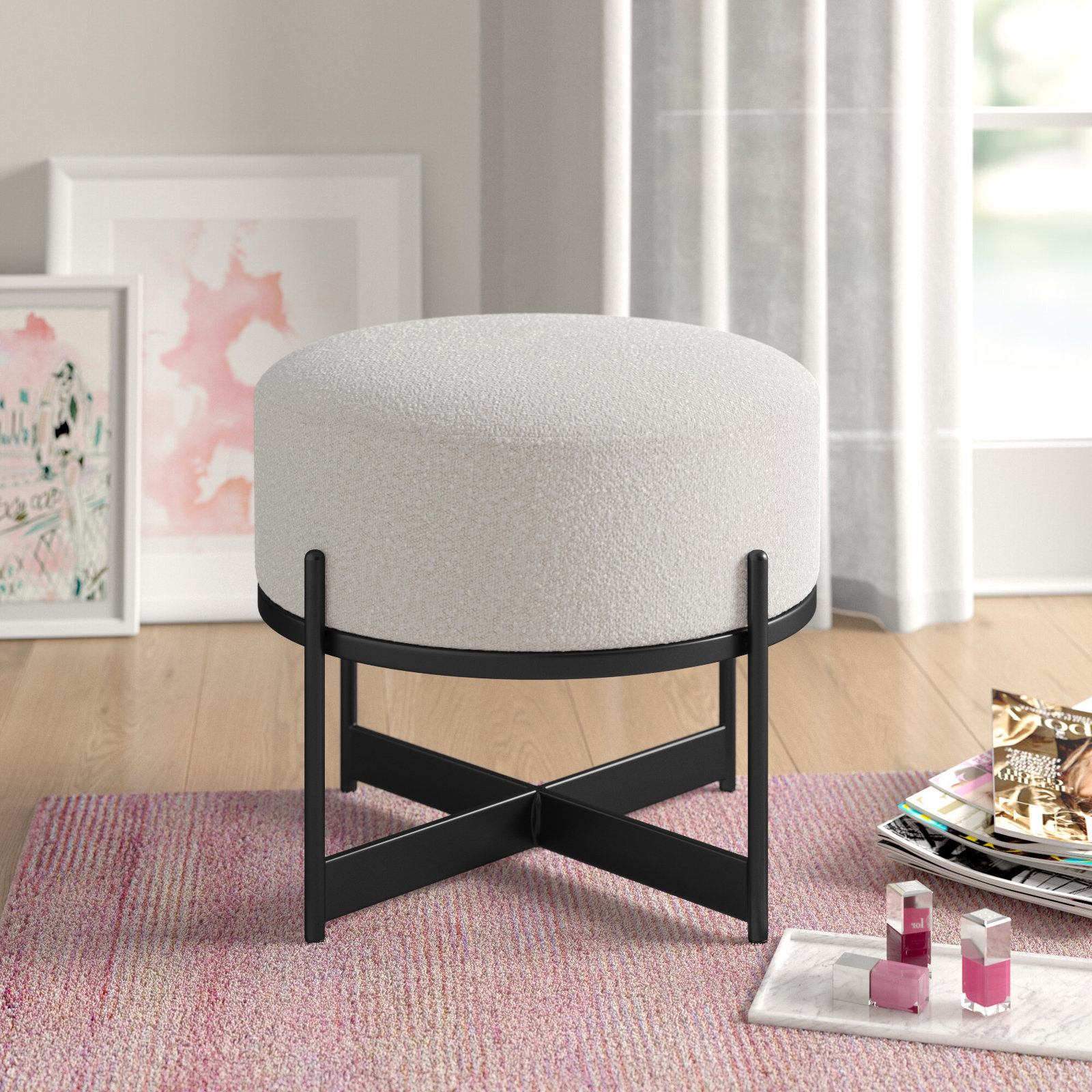 Wade Logan® Barrion 21.26" Wide Round Cocktail Ottoman | Wayfair